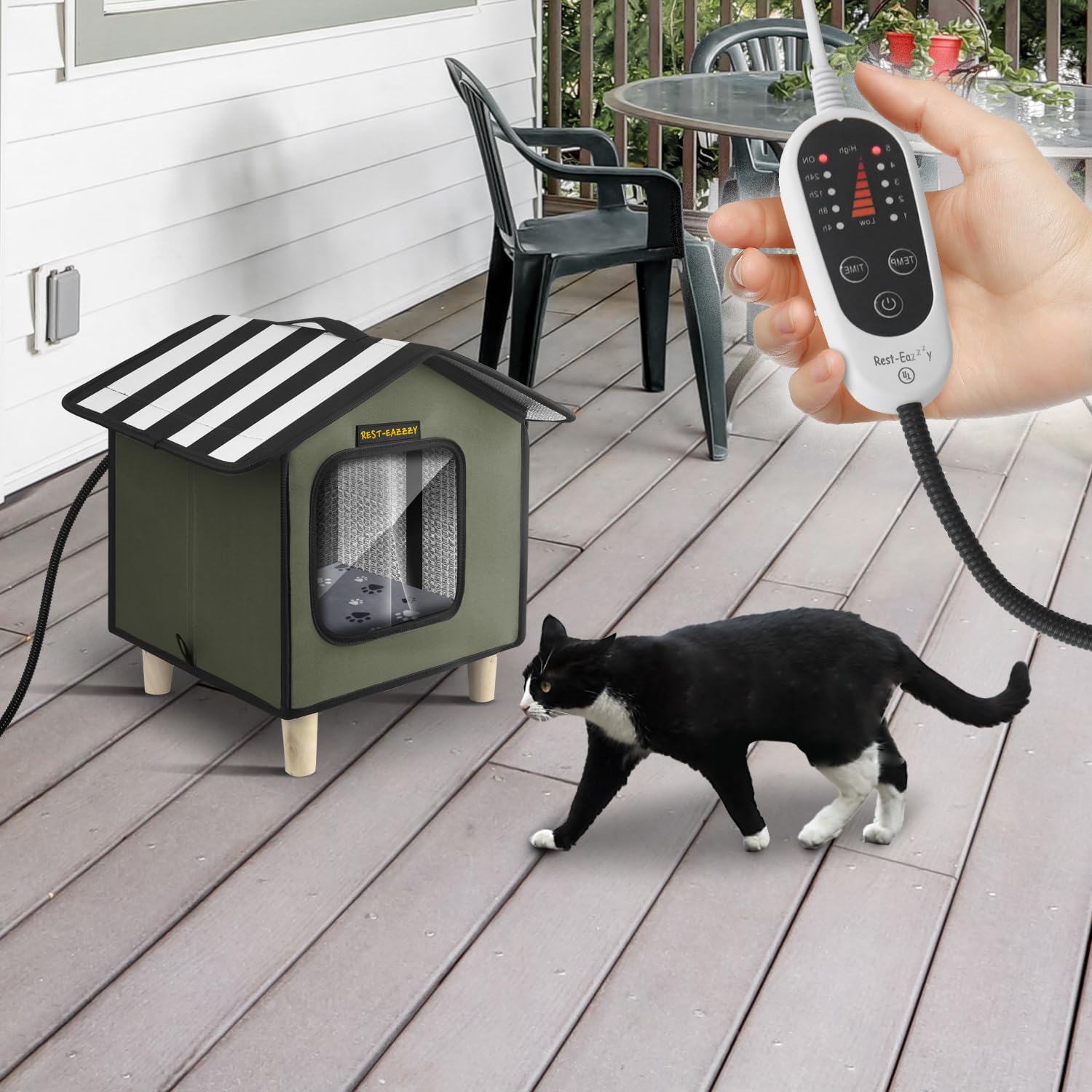 Rest-Eazzzy Cat House, Outdoor Cat Bed, Weatherproof Cat Shelter for ...