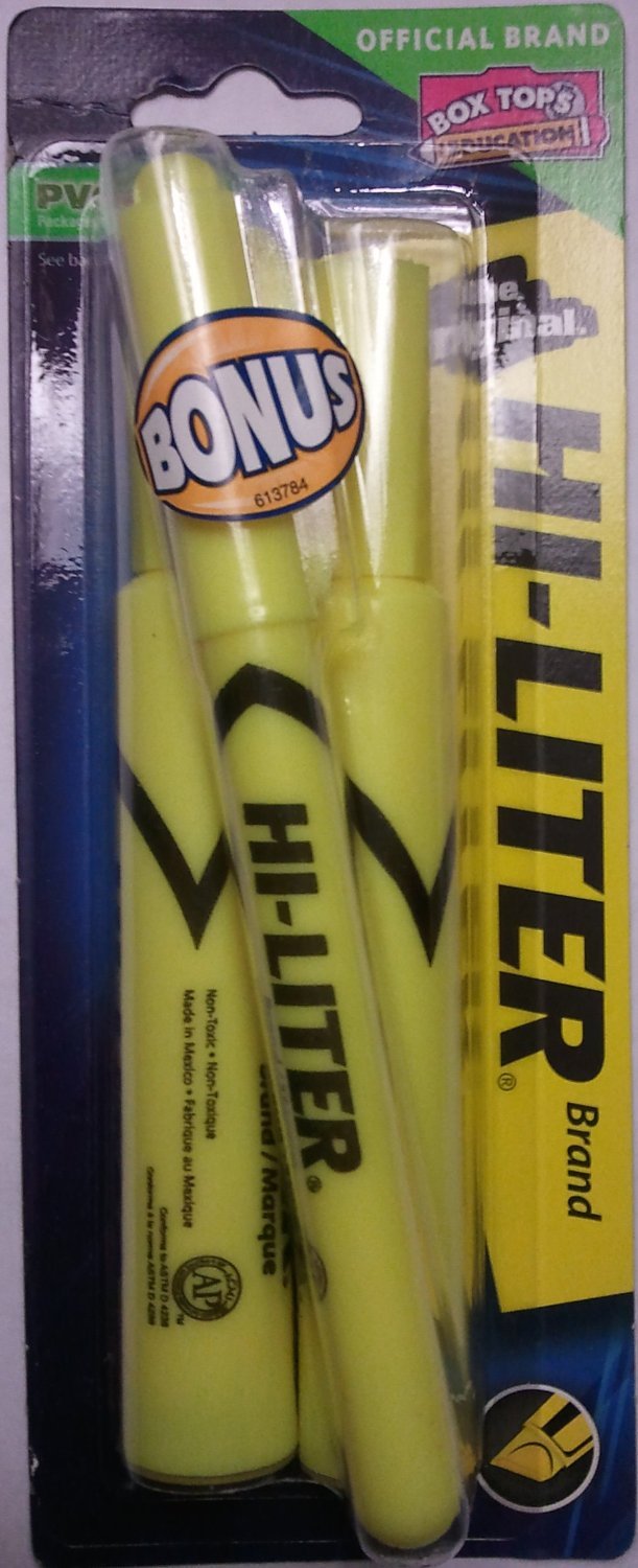 Amazon.com : Avery 24081 Yellow Fluorescent Hi-Liter 2 Count ...