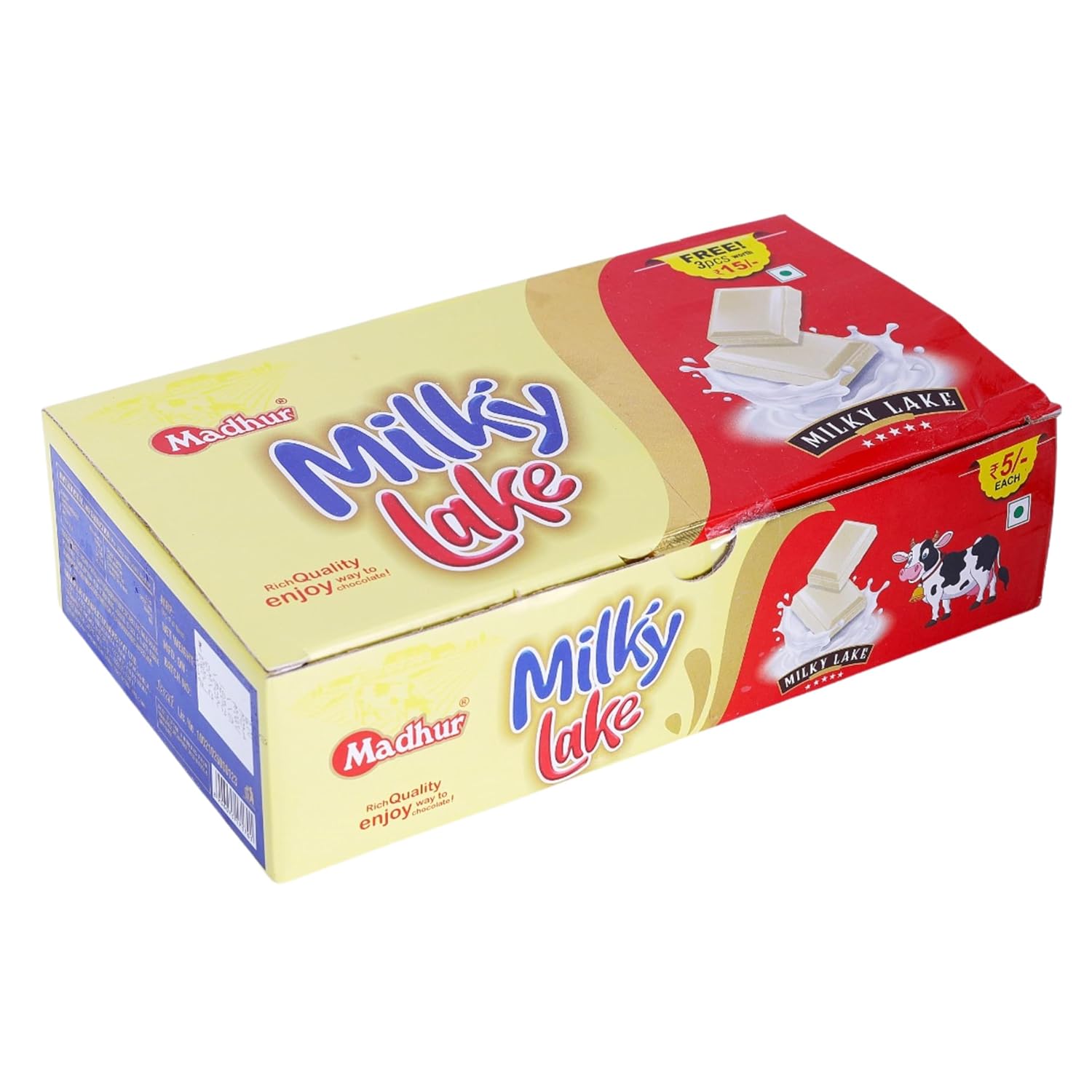 Madhur Rectangular Milky Lake Milky Bar | 33 Pieces | Creamy White ...