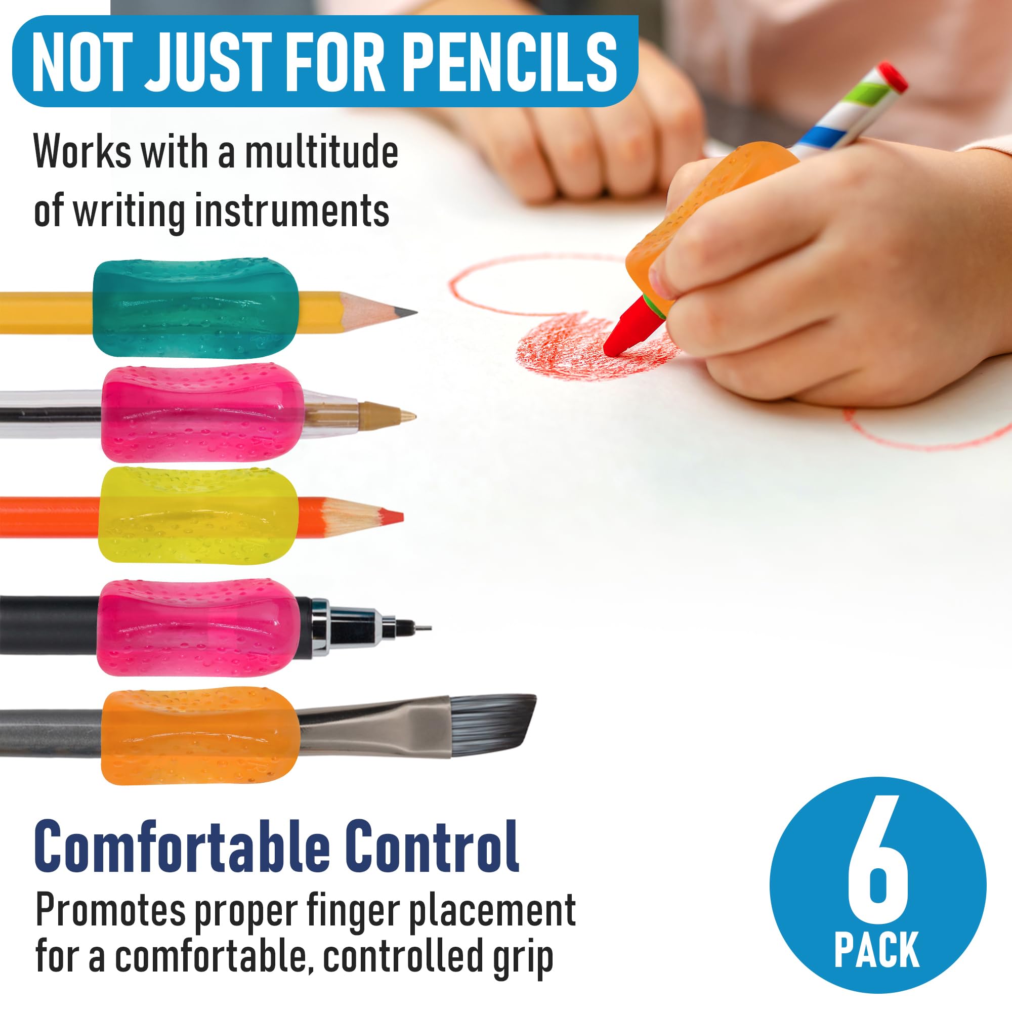 Snapklik.com : Bumpy Grip - Neon Ergonomic Writing Aid, 6-Pack, Doctor-Designed To Improve ...