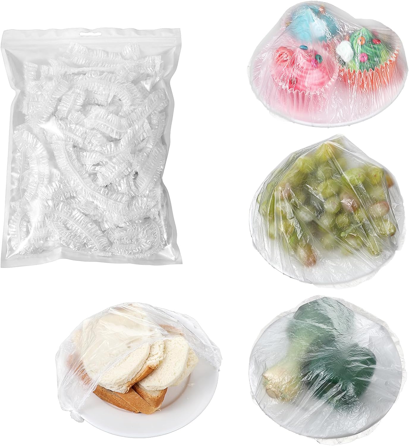 Amazon.com: Oruola 100pcs Bowl Covers Elastic,Plastic Covers for Bowls ...