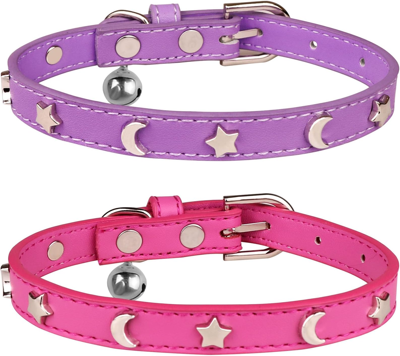Pet Supplies : HLJ 2PCS Leather Cat Collars,Cat Collar with Bells ...