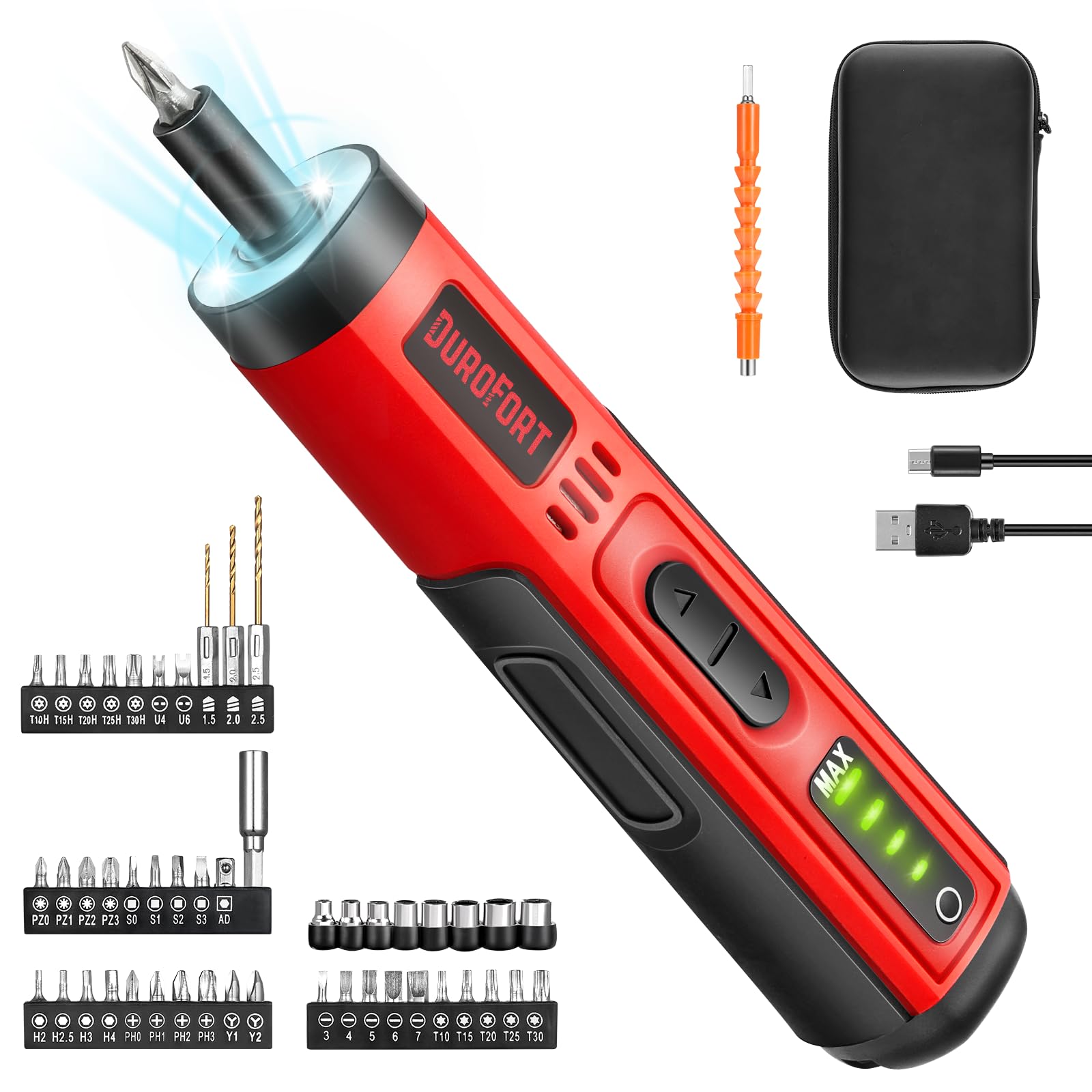Amazon.com: DuroFrot 4.2V Electric Screwdriver Kit, 4 Torque Settings ...