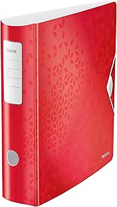 Amazon.com : Leitz Wow Lever Arch File, Metallic Red, A4 Folder, Curved Spine 82mm Width ...