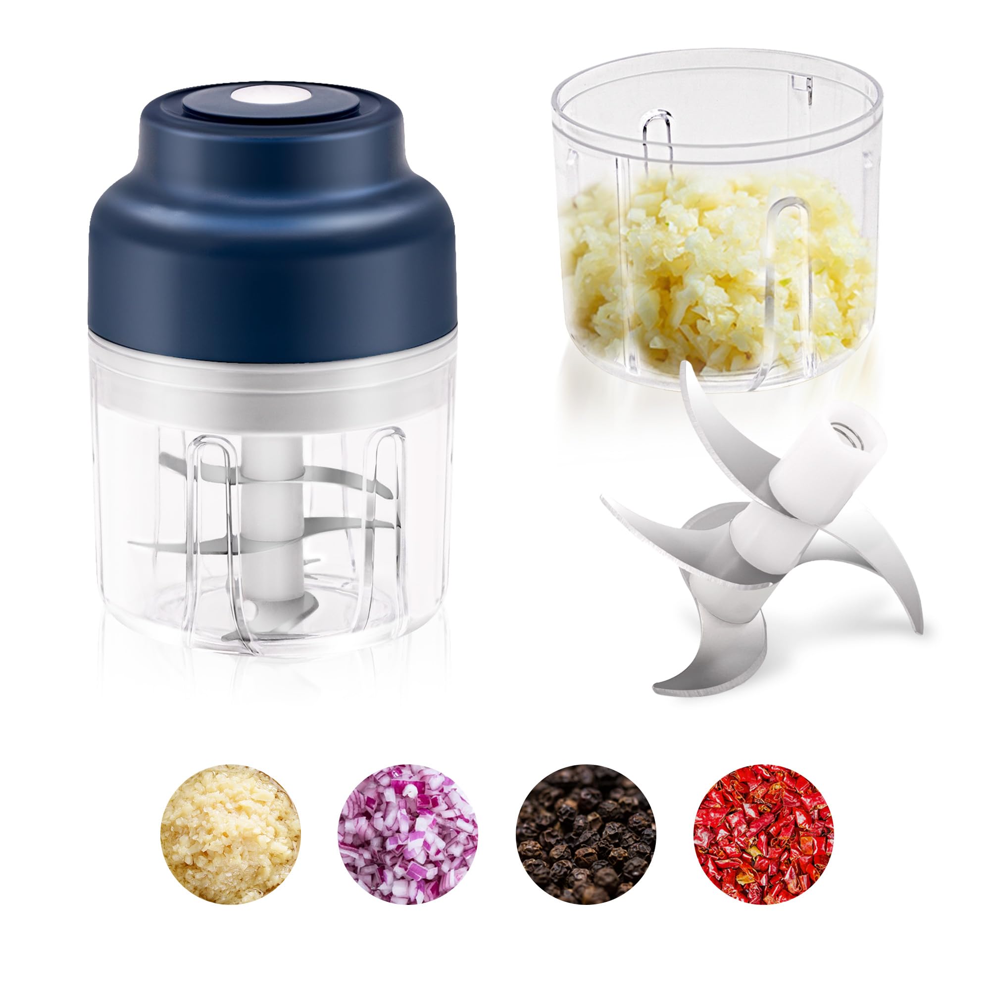 Electric Small Food Chopper,Mcbazel 320ML Mini Wireless Portable Garlic ...