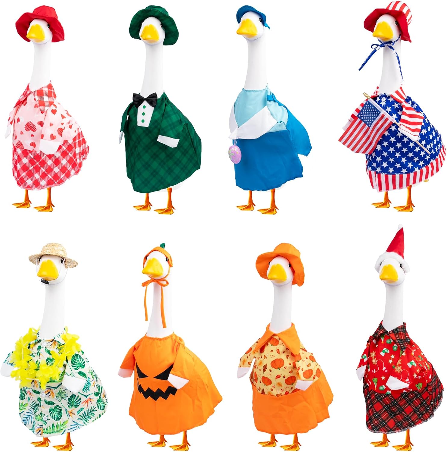 Amazon.com: 8 Set Shirts Seasonal Holiday Goose Outfits Summer 4th of ...
