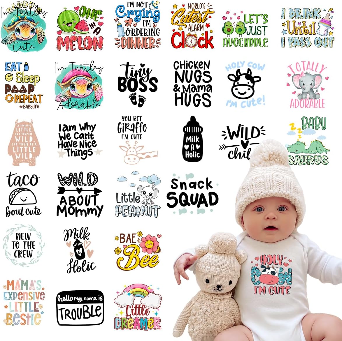 Amazon.com: Kaciola Baby Shower Games Iron on Transfers, 30 Sheets DTF ...