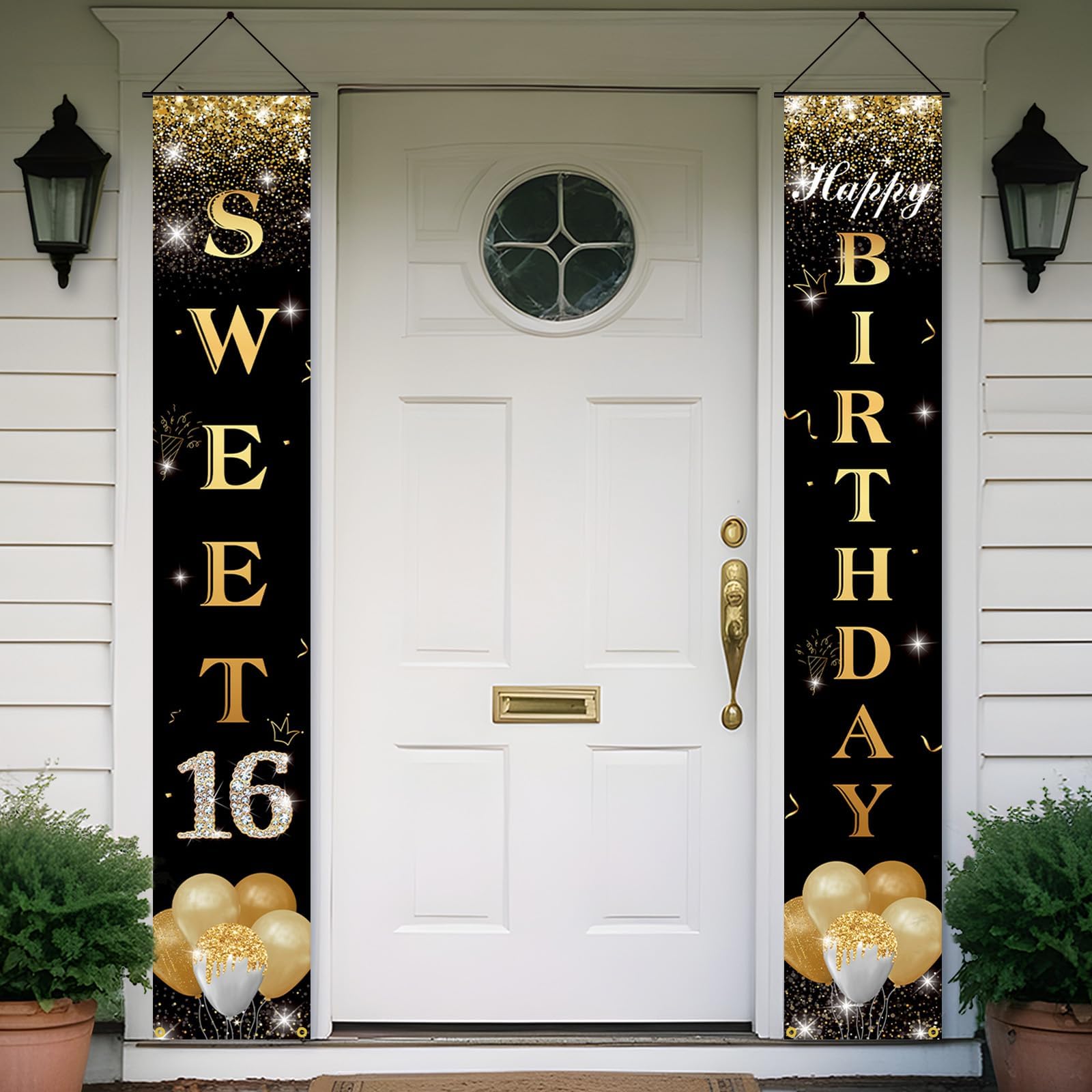Amazon.com: PHXEY Sweet 16 Party Decorations Porch Sign Door Banner ...
