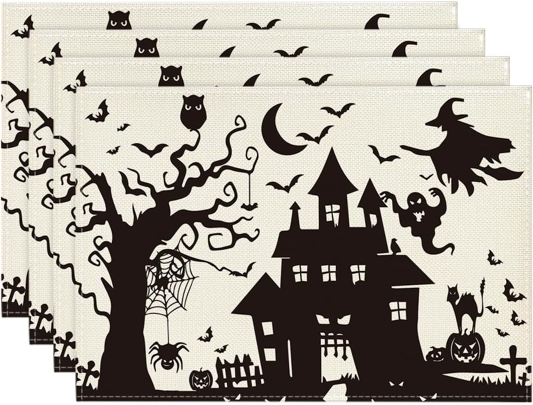 Amazon.com: Artoid Mode Black White Spooky Haunted House Tree Ghost ...