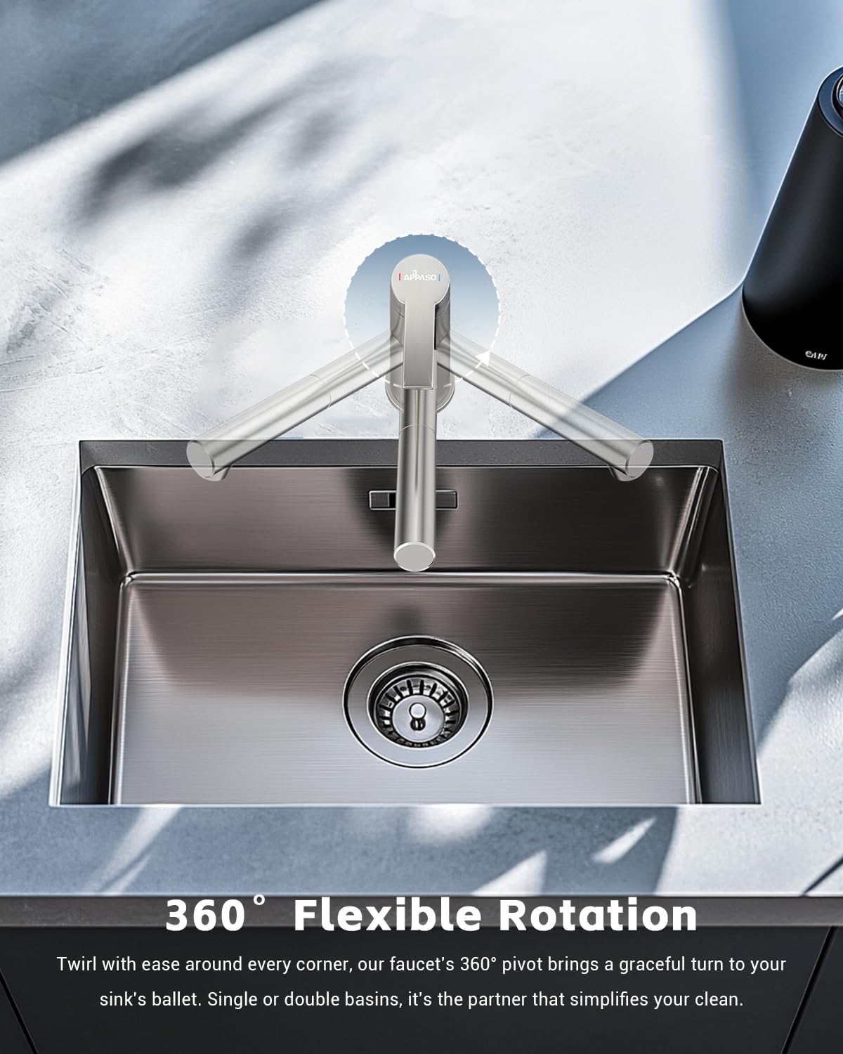 Robinet De Cuisine APPASO Modern Kitchen Faucet With Pull Out Sprayer ...
