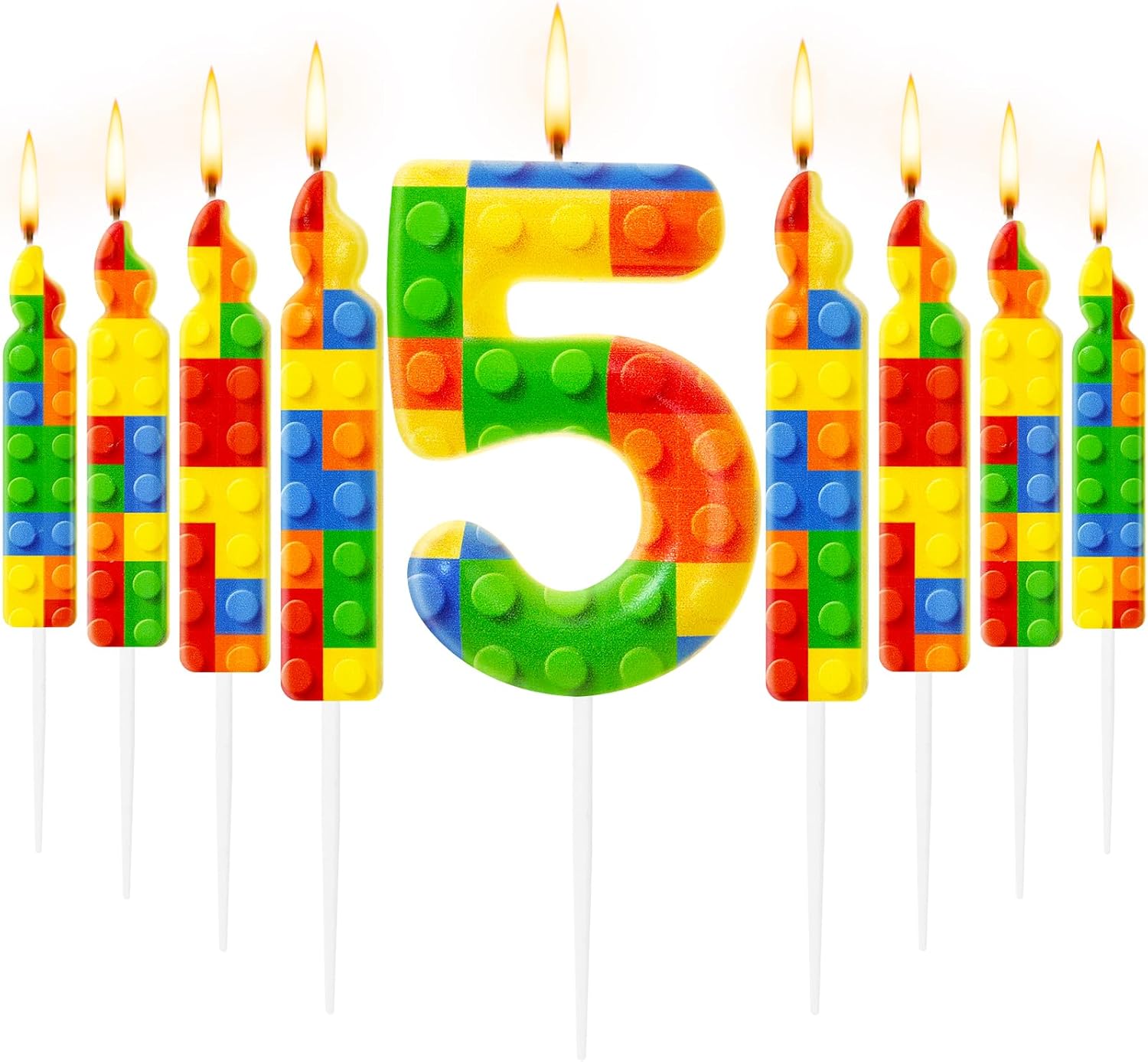 Amazon.com: MTLEE 9 Pcs Building Block Candles Number 1-9 Building ...