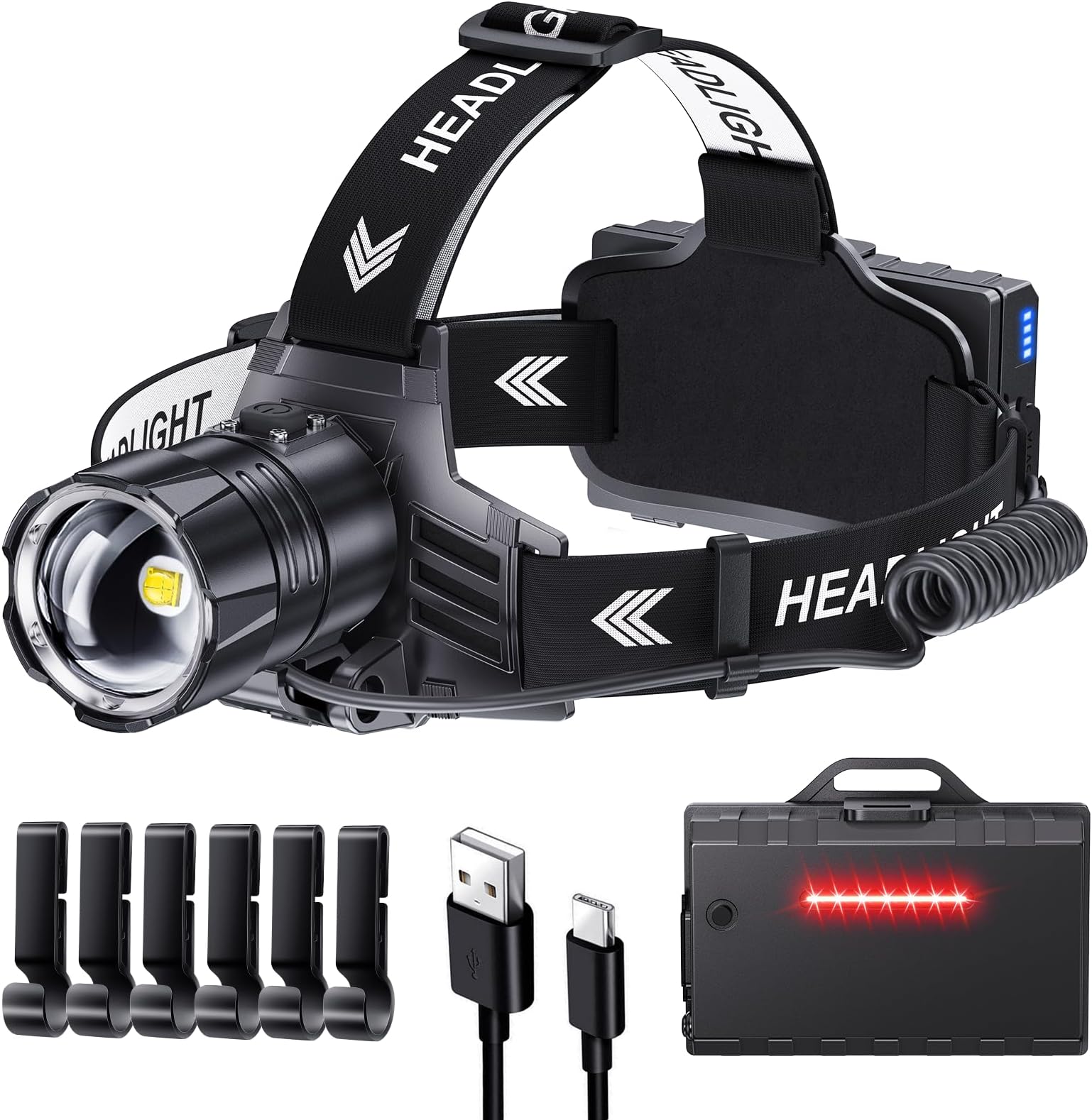 Amazon.com: LED Headlamp Rechargeable，990000 Lumens Head Lamp with 12 ...
