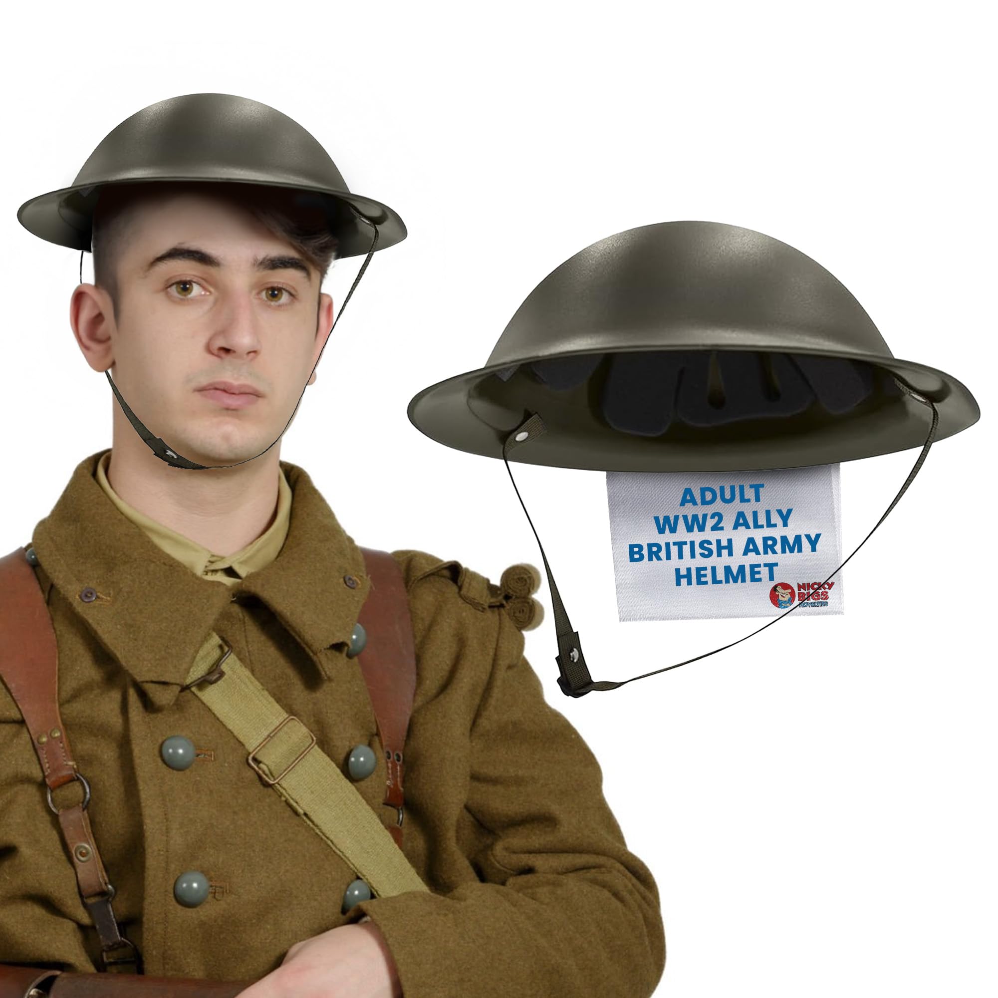 Amazon.com: Nicky Bigs Novelties - Adult WW2 British Army Helmet, Ally ...
