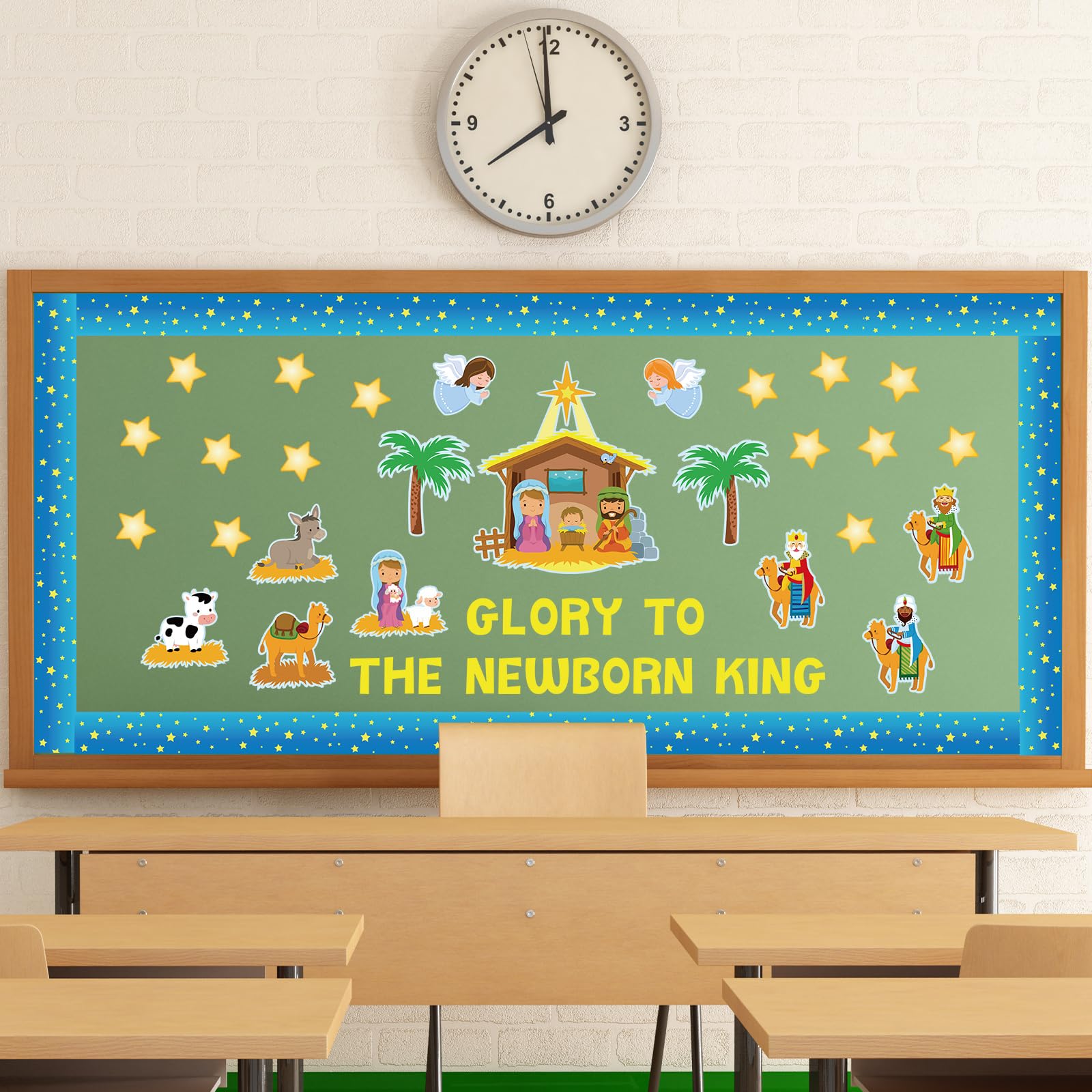 Snapklik.com : Whaline 63Pcs Christmas Nativity Bulletin Board ...