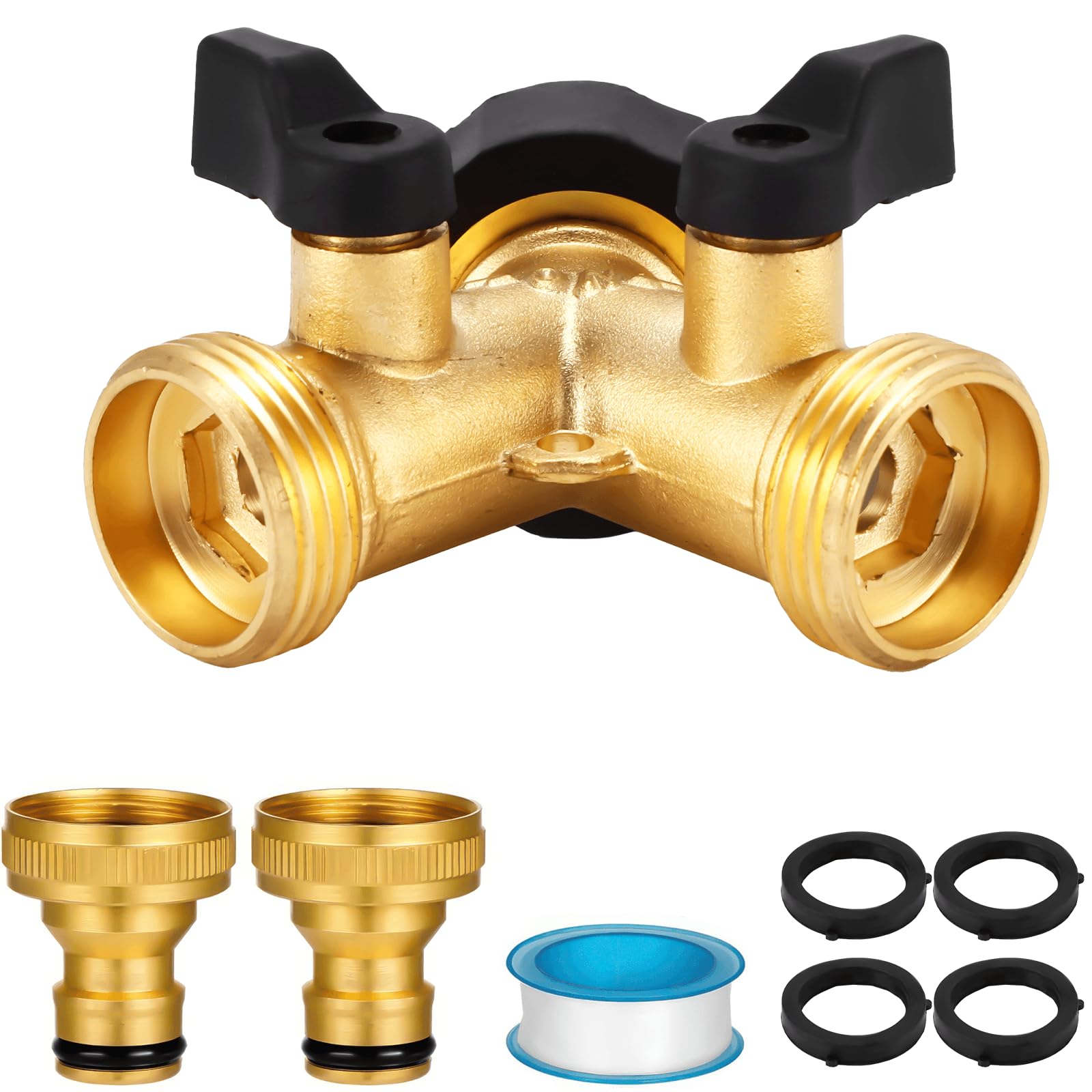 ZONKSTEE 2 Way Garden Hose Splitter, 2-Way Tap Connector with ...
