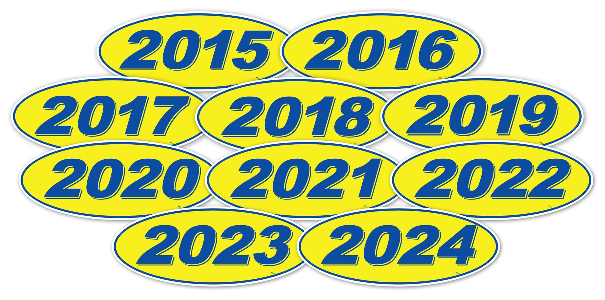 Amazon.com: Oval Model Years Window Stickers - Multi-Year Pack (Blue on ...
