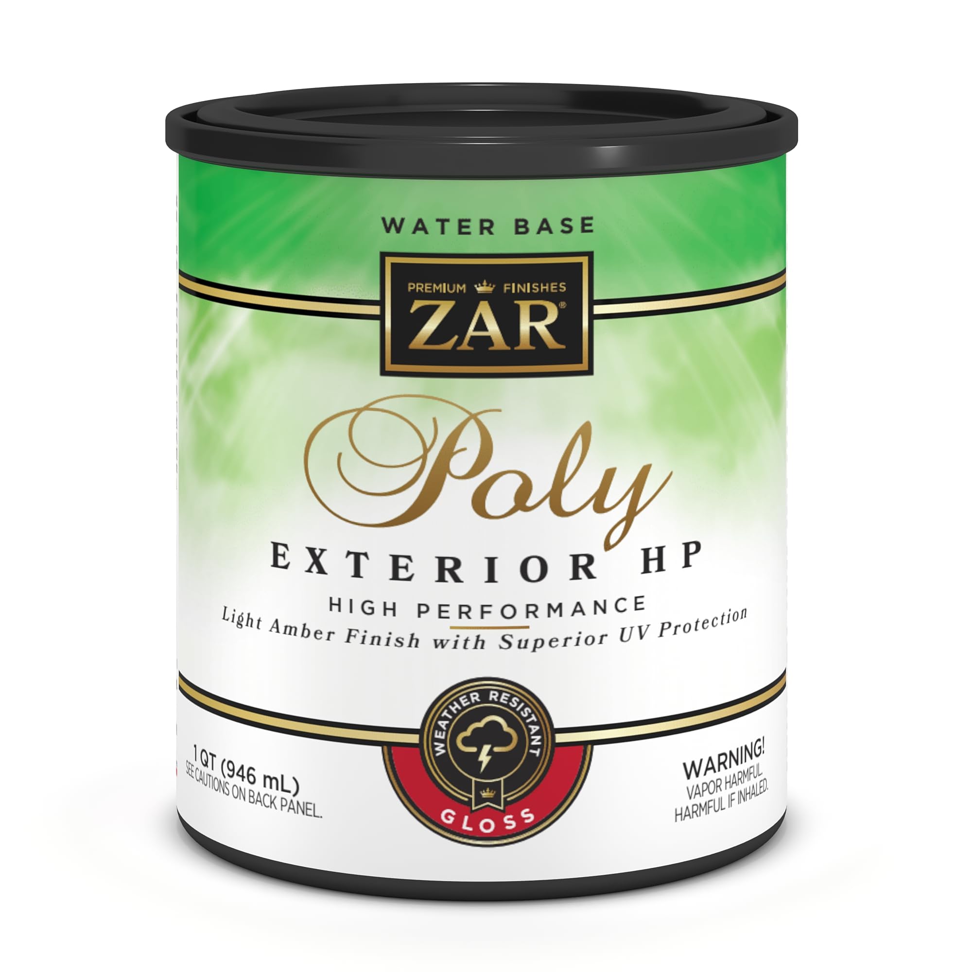 ZAR Clear 32612 1 Quart Gloss Exterior Water Based Polyurethane, QT, 4 ...
