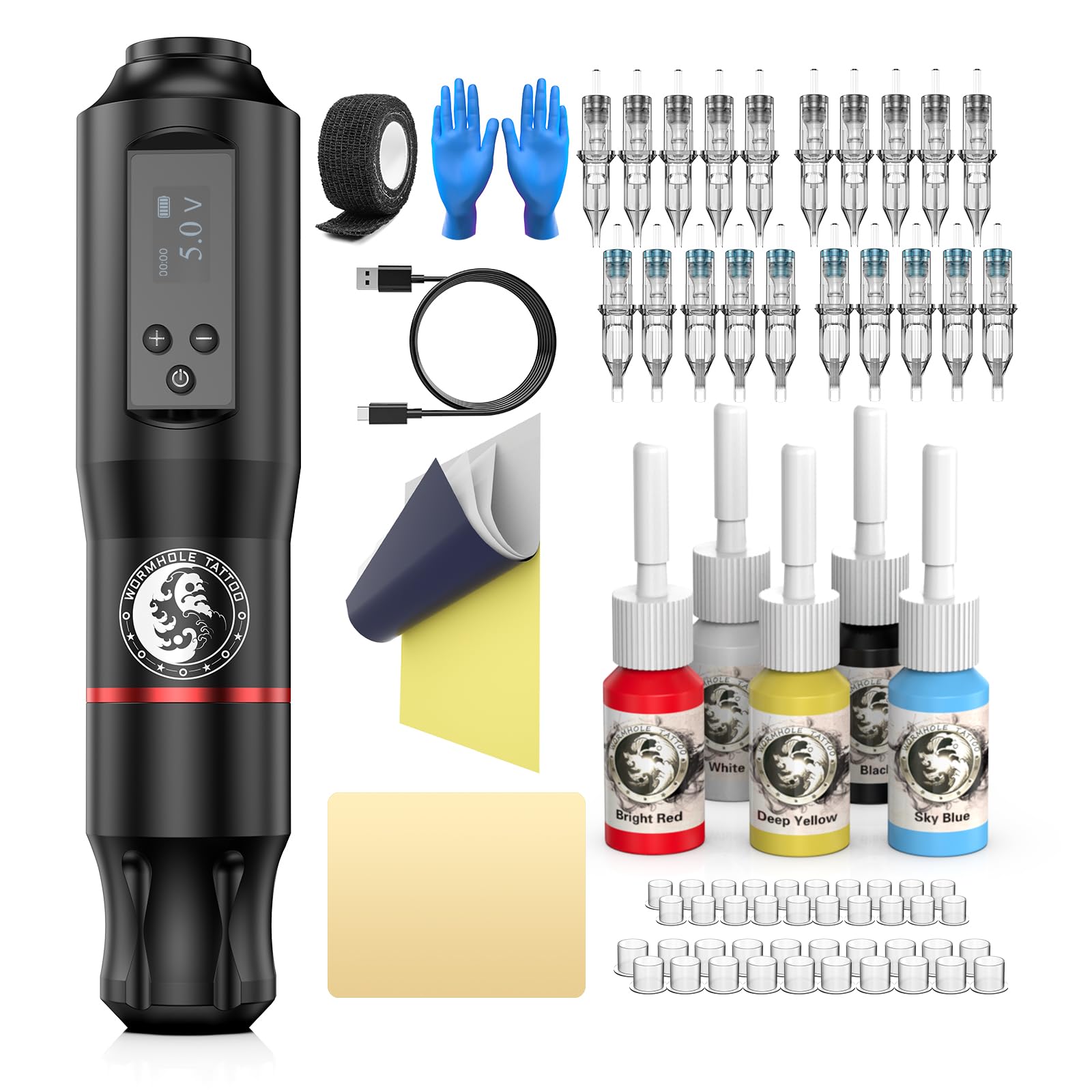 Amazon.com: Tattoo Gun Kit, Wormhole Tattoo Kit Wireless Tattoo Machine ...