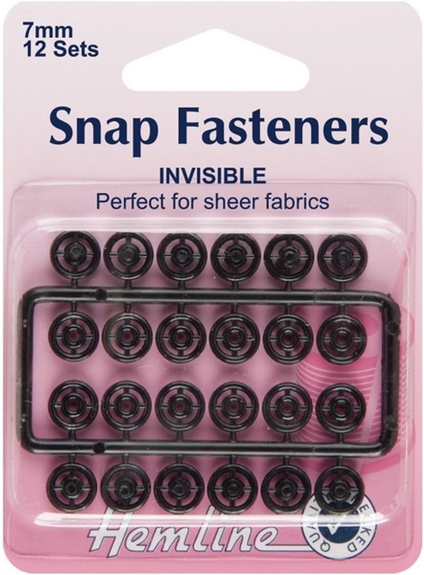 Hemline Invisible Snap Fasteners Transparent 7mm Sew On Full Range ...