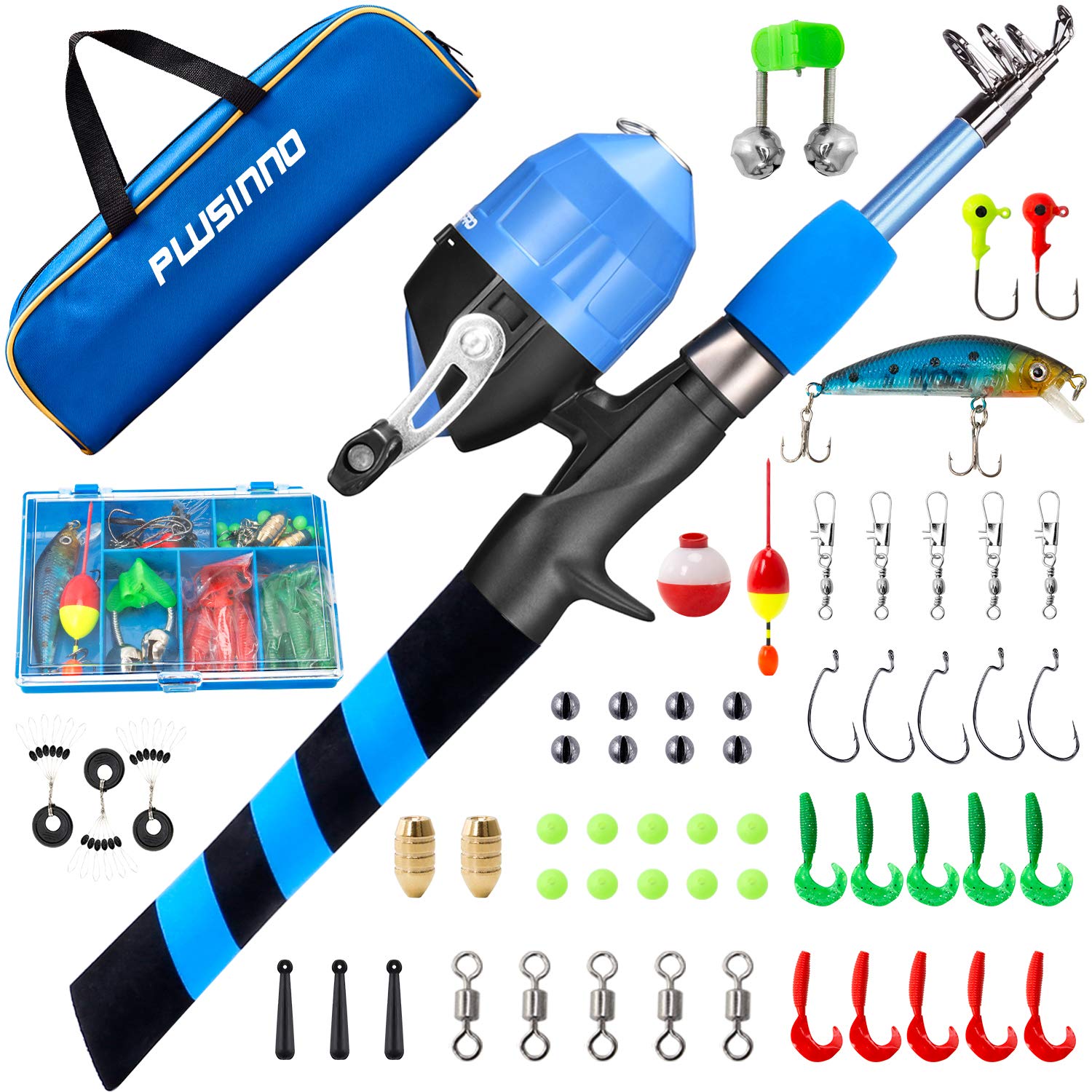 Snapklik.com : PLUSINNO Kids Fishing Pole, Portable Telescopic Fishing ...
