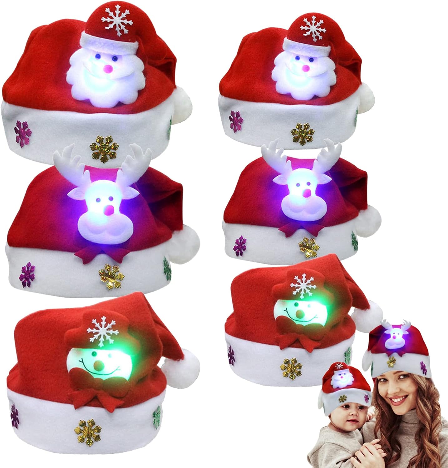 Amazon.com: CREAMOON LED Christmas Hats Light Up Cap,Santa Claus Hat ...