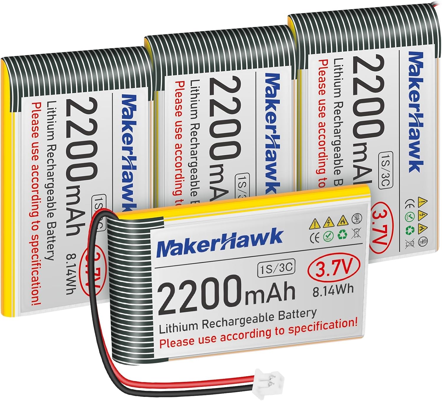 Amazon.com: MakerHawk 3.7V 2200mAh LiPo Battery Rechargeable 1S 3C ...