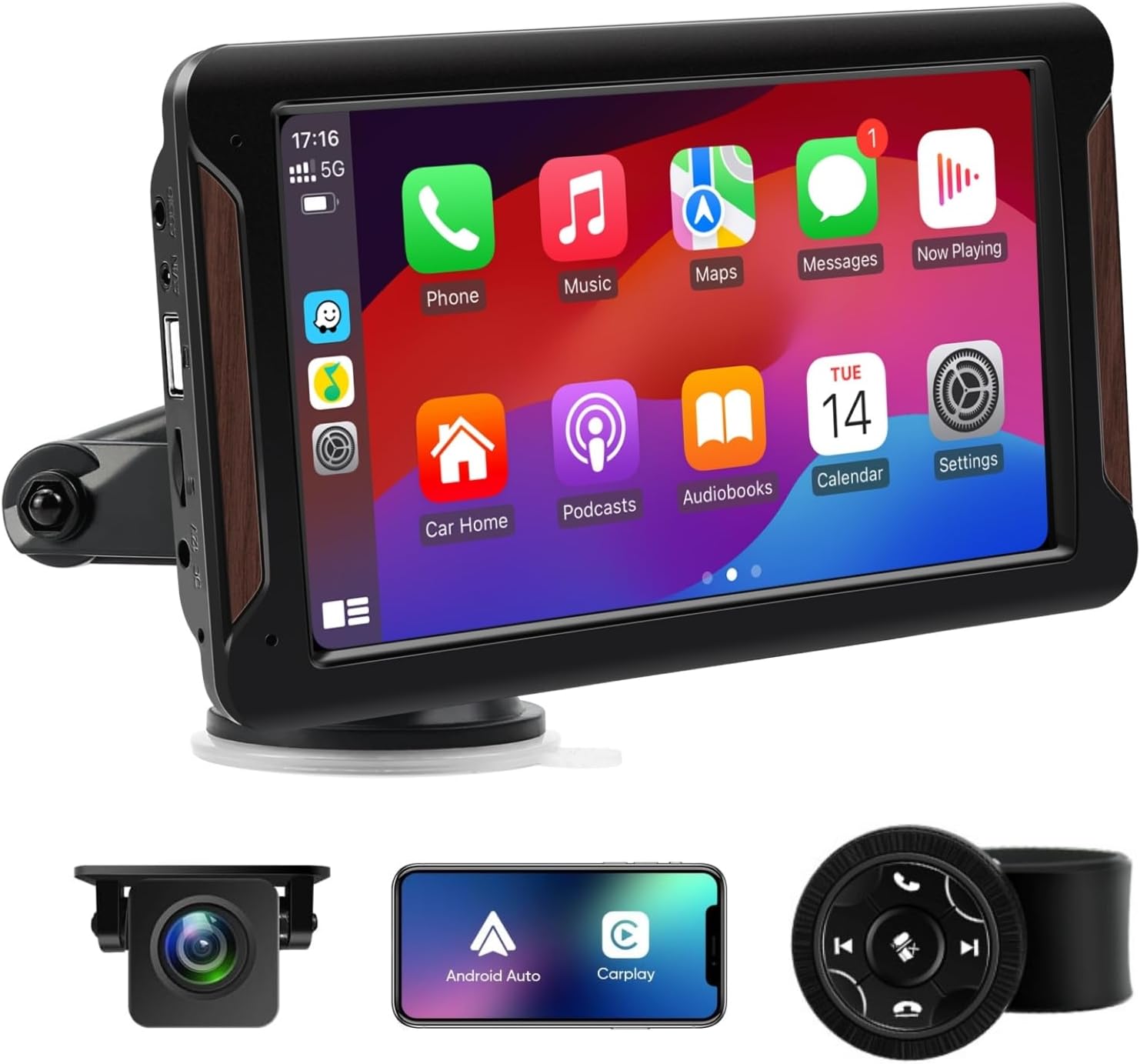 Amazon.com: Portable Car Radio with Wireless Remote Control, Car Play ...