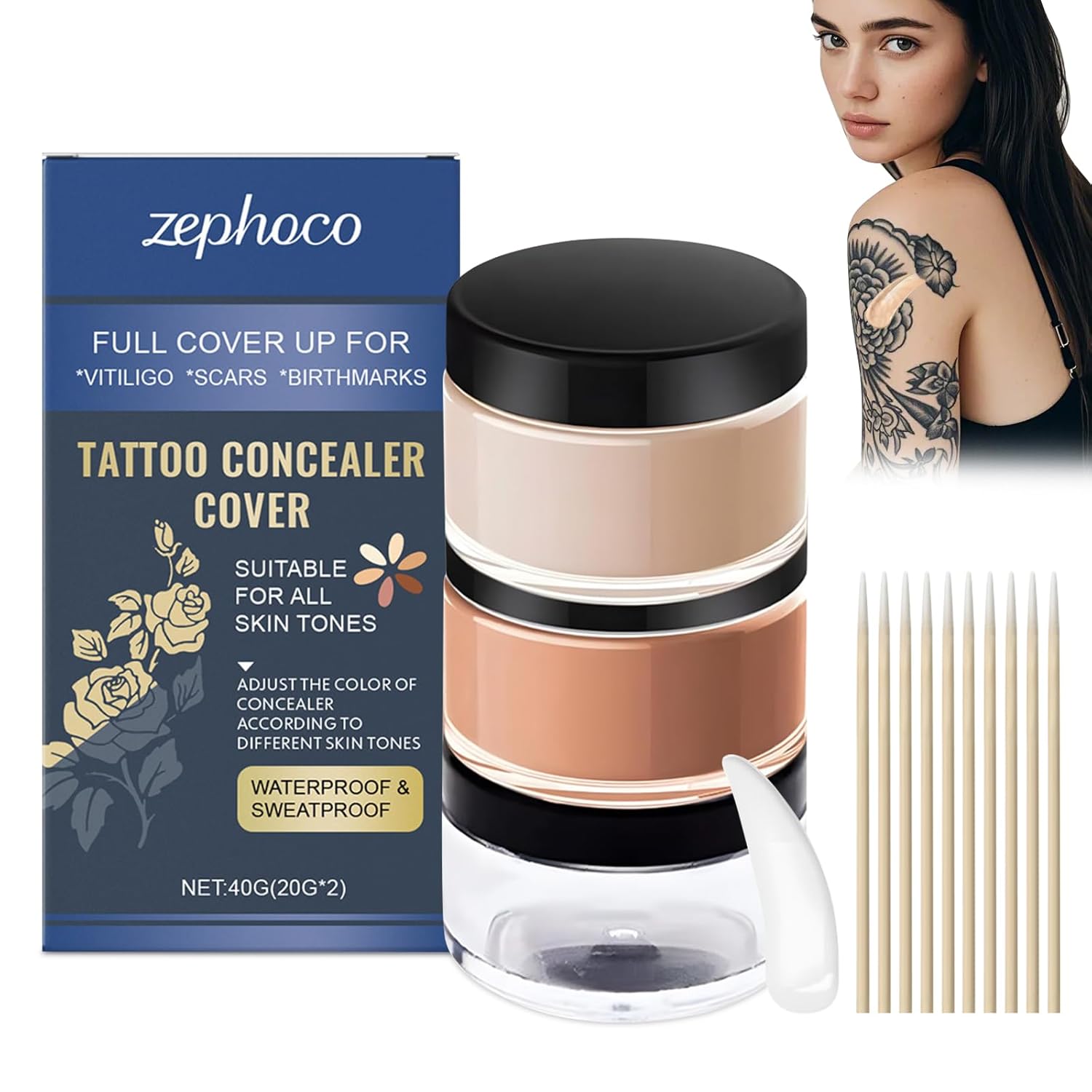 Amazon.com : Tattoo Cover Up Makeup Waterproof - 2 Colors Adjustable ...