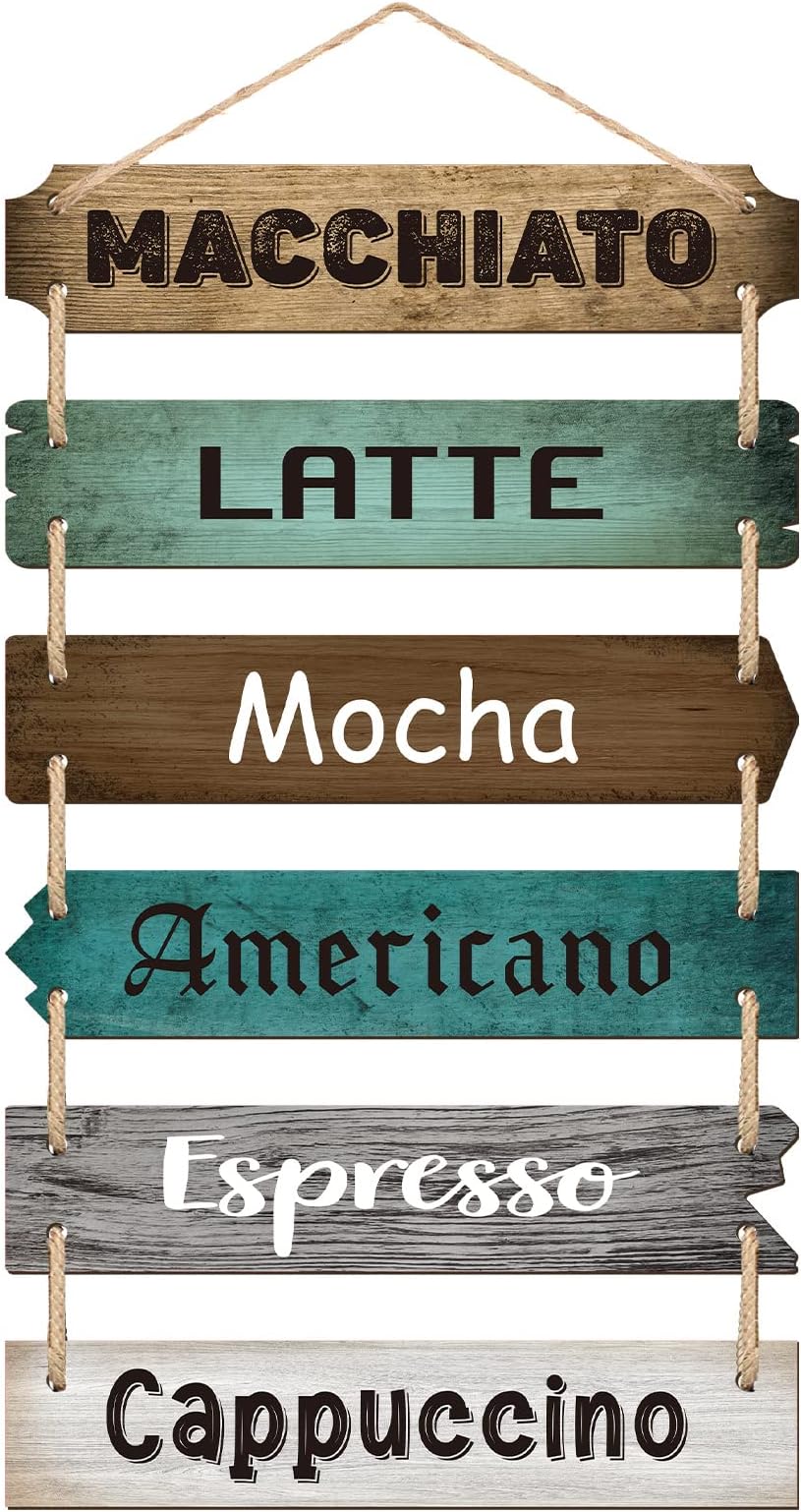 Amazon.com: Blulu 4 Pieces Coffee Wooden Wall Art Decor Wooden Coffee ...