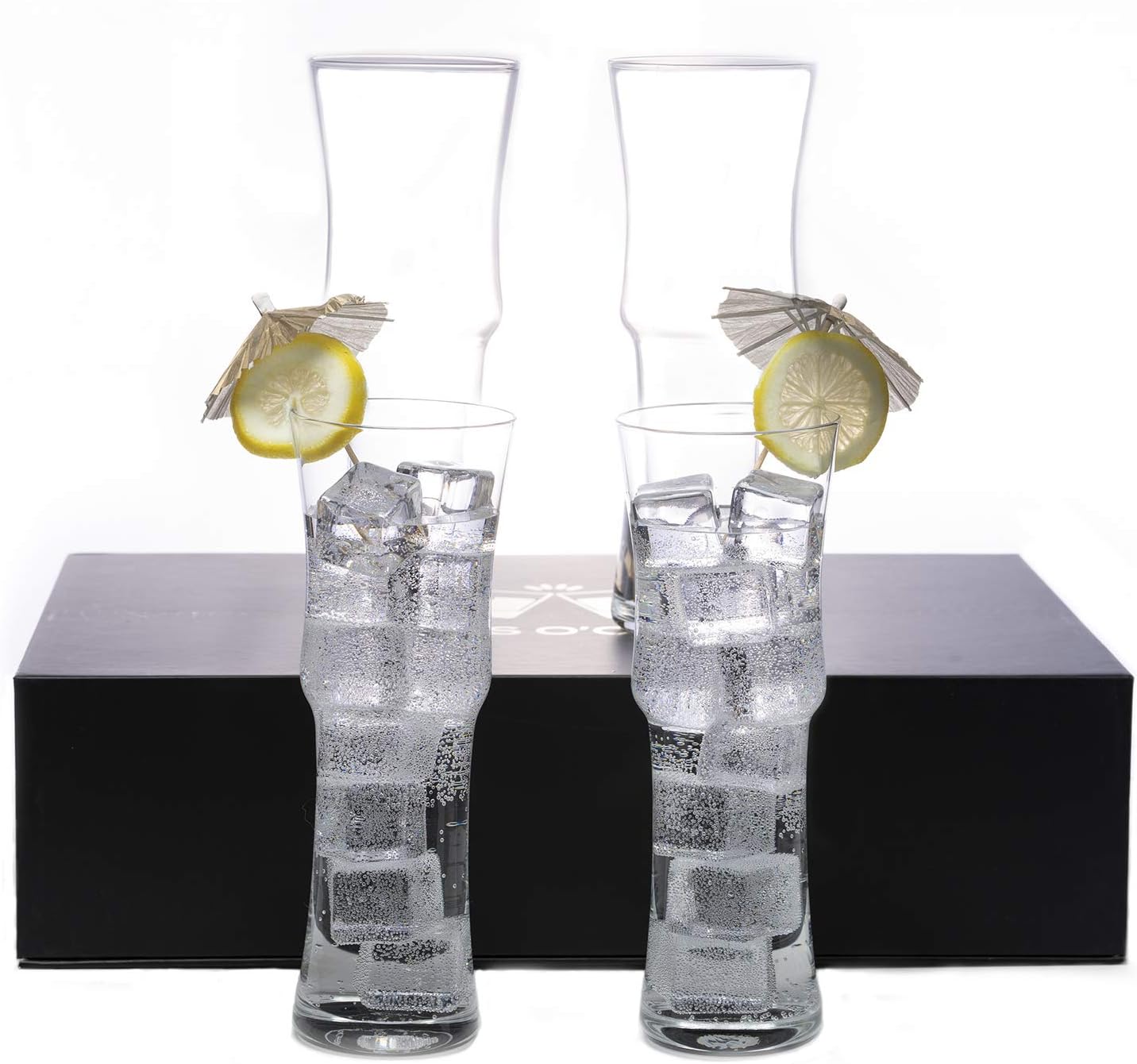 Amazon.com | LEMONSODA Tall Cocktail Glasses Set of 4 - Highball Napoli ...