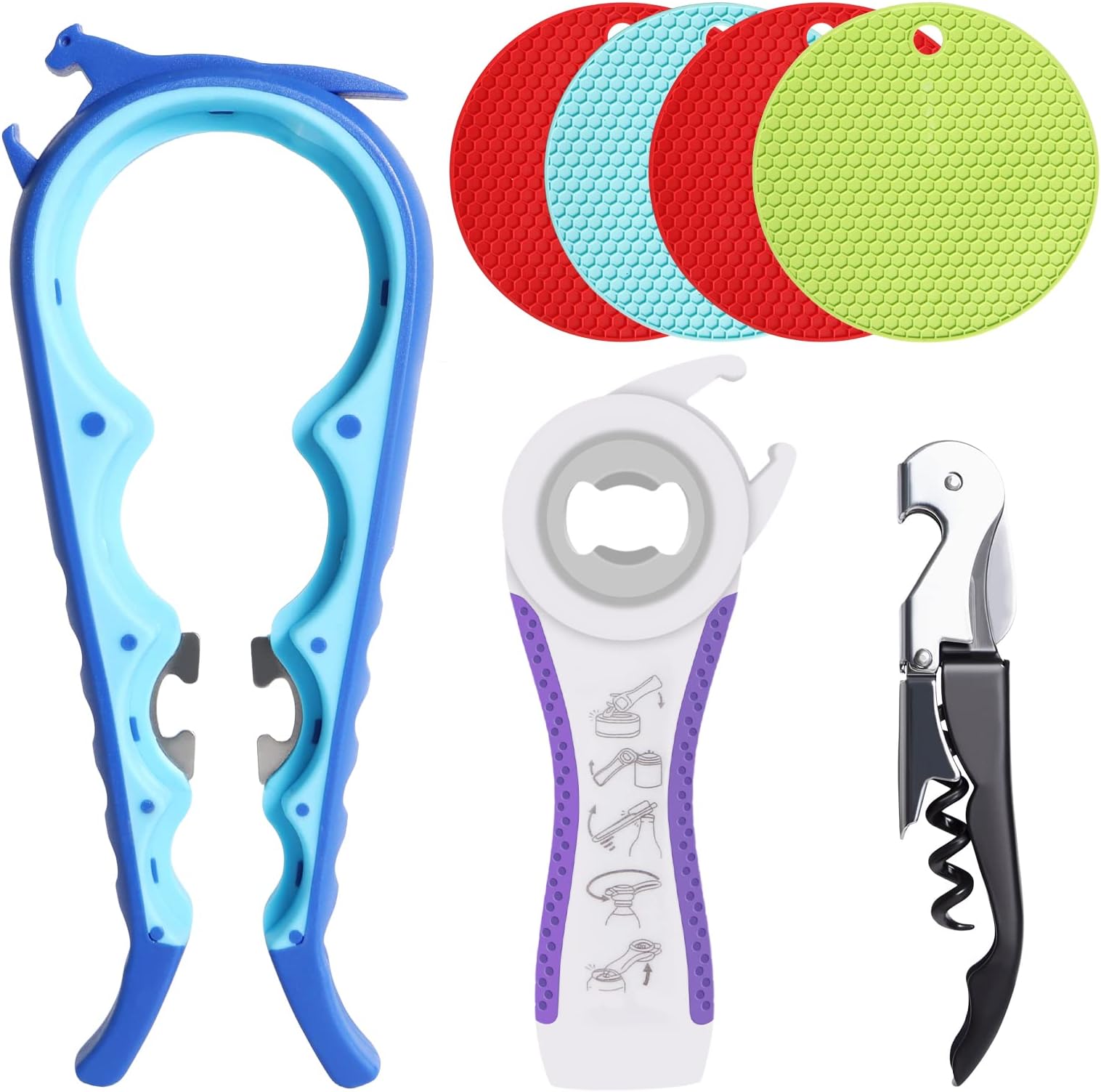 Amazon.com: 2 Pcs Jar Opener Multifunctional Bottle Opener Retractable ...