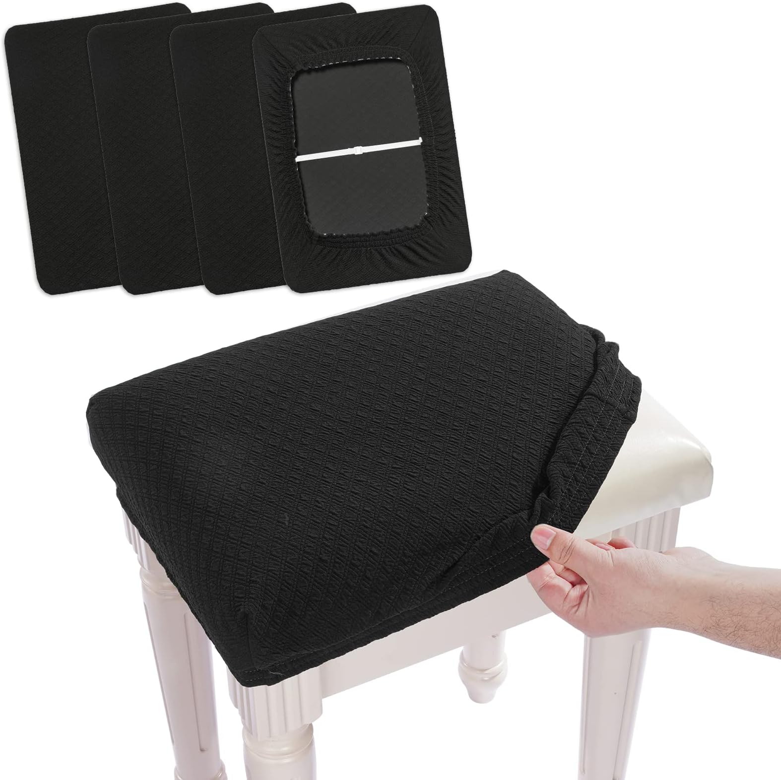 Amazon.com: YUURO Square Bar Stool Covers Set of 2,Washable Elastic ...