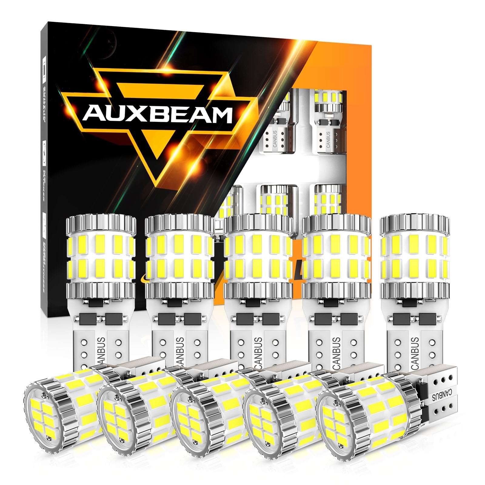 Auxbeam 2023 Upgraded 194 LED Bulbs White 10 PCS, 400% Brighter ...