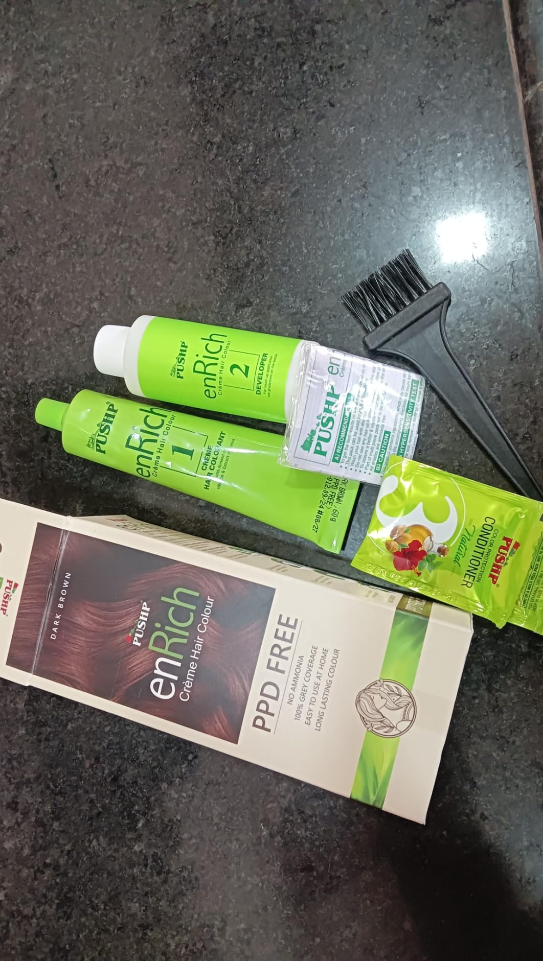 Pushp enRich Creme Hair Colour Dark Brown, PPD Free, No Ammonia, easy ...