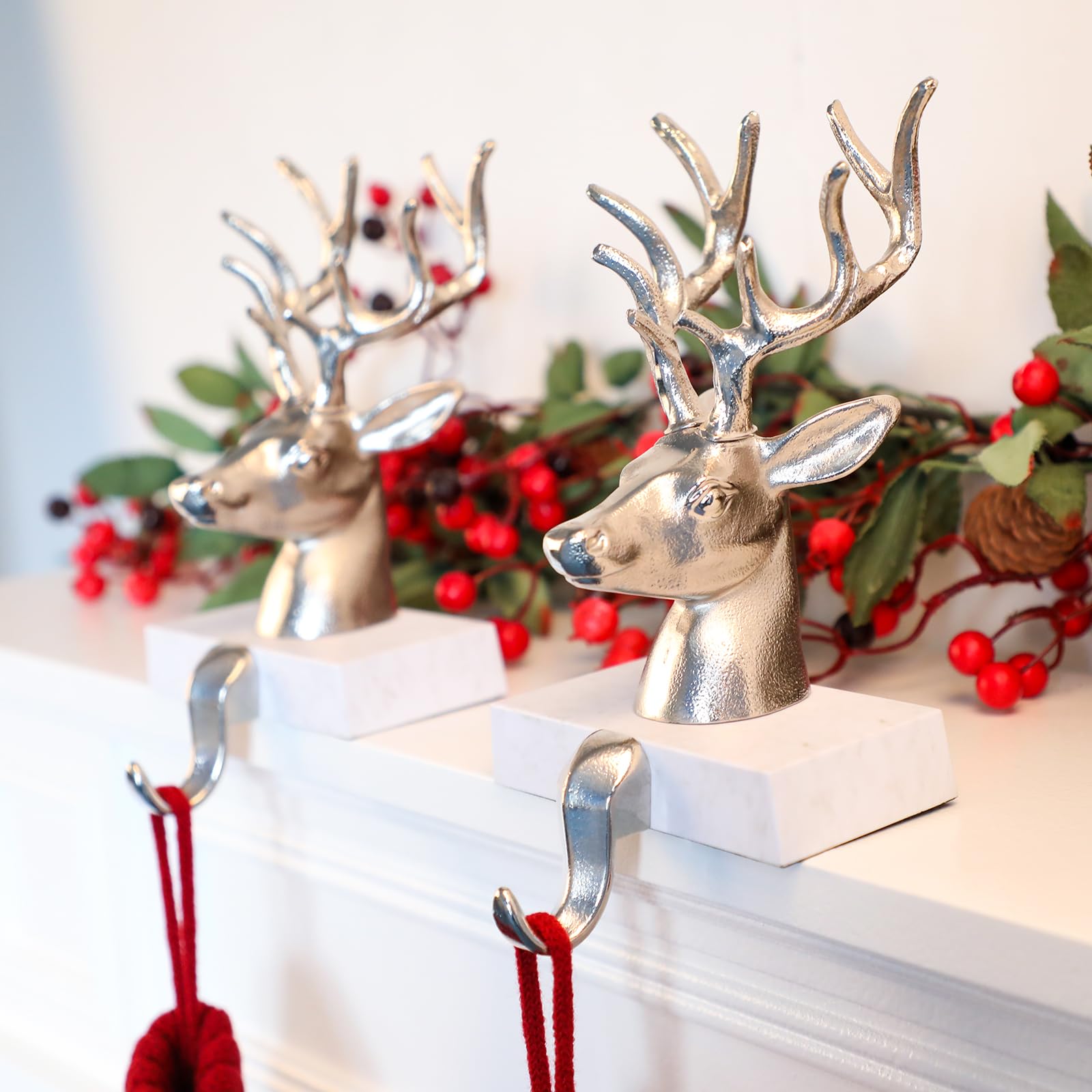 Amazon.com: DOYOLLA Christmas Stocking Holders for Mantle 3D Reindeer ...