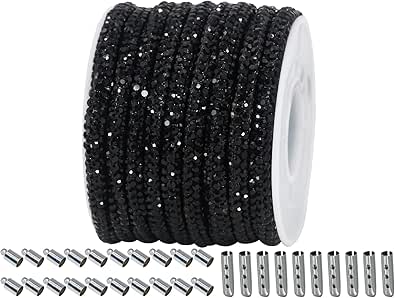 Amazon.com: PAMIR TONG Black Rhinestone Glitter Rope 6 Yards 0.2 ...