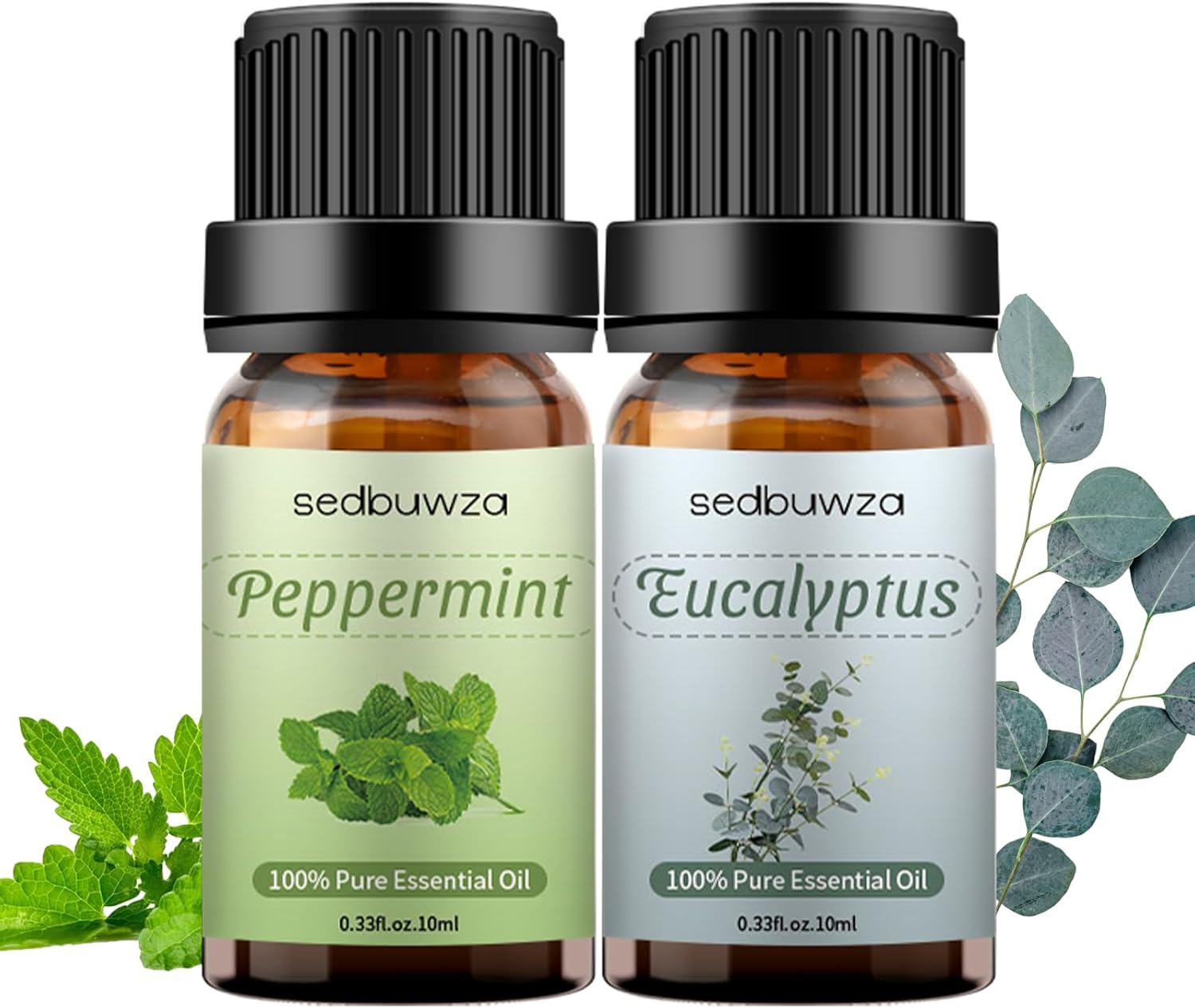 Sedbuwza Eucalyptus Peppermint Essential Oil Set, 100% Pure ...