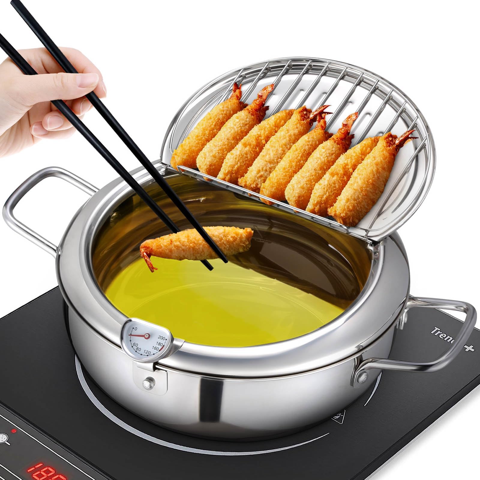 Amazon.com: Deep Fryer Pot, 9.4 Inch/3.4 L Japanese Tempura Small Deep ...