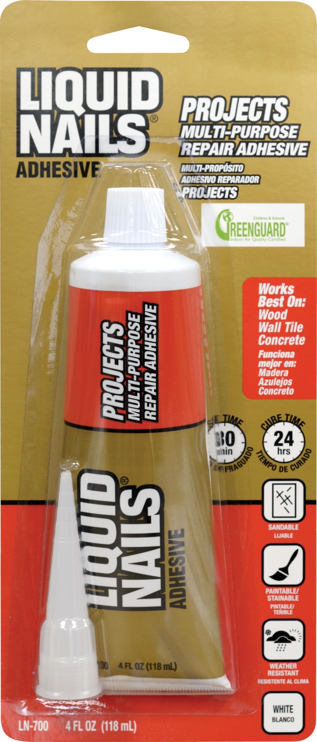 Liquid Nails LN700 VOC 4-Ounce Small Projects and Repairs Adhesive ...