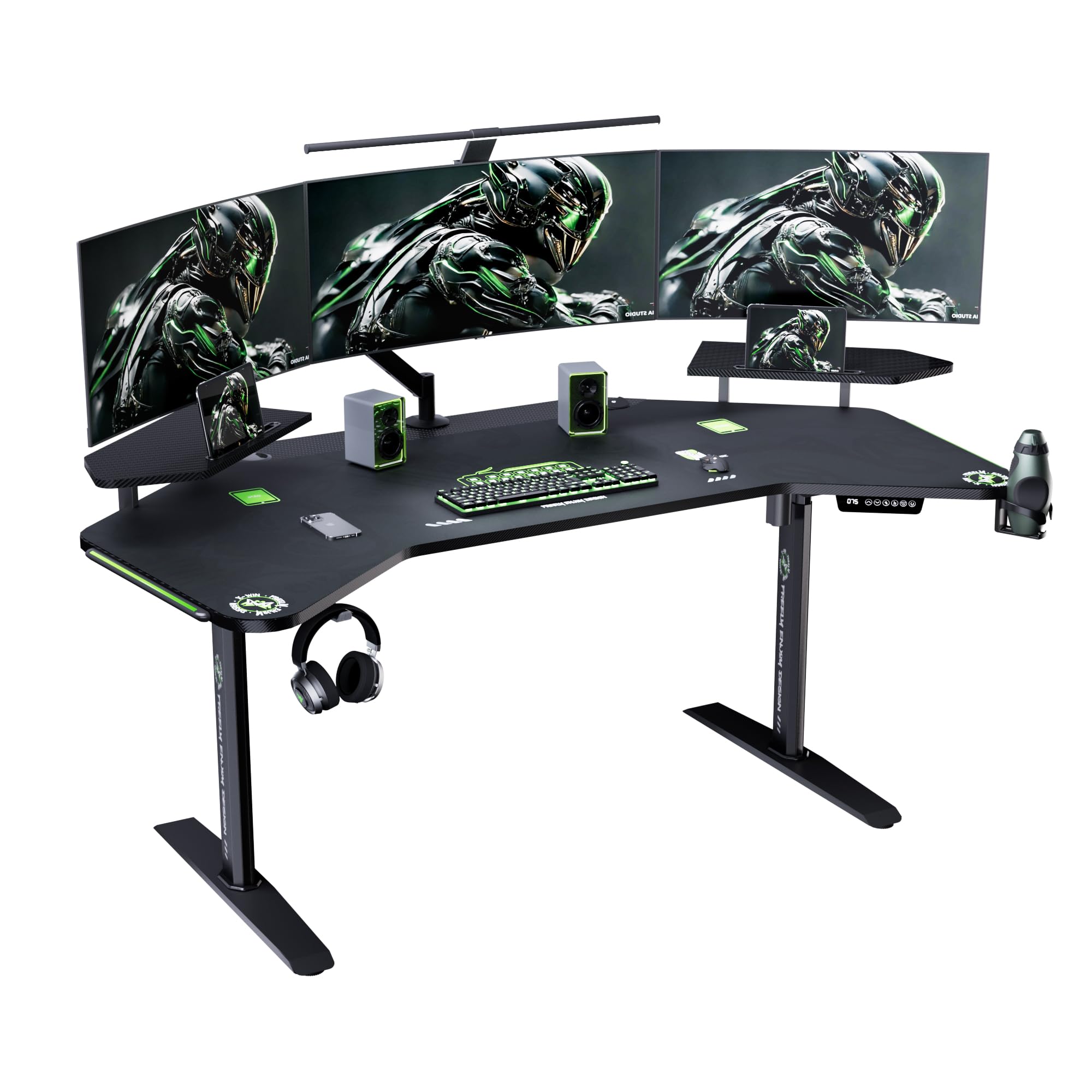 Klobel 63" Standing Gaming Desk with Dual Motor, Wing-Shaped Computer ...
