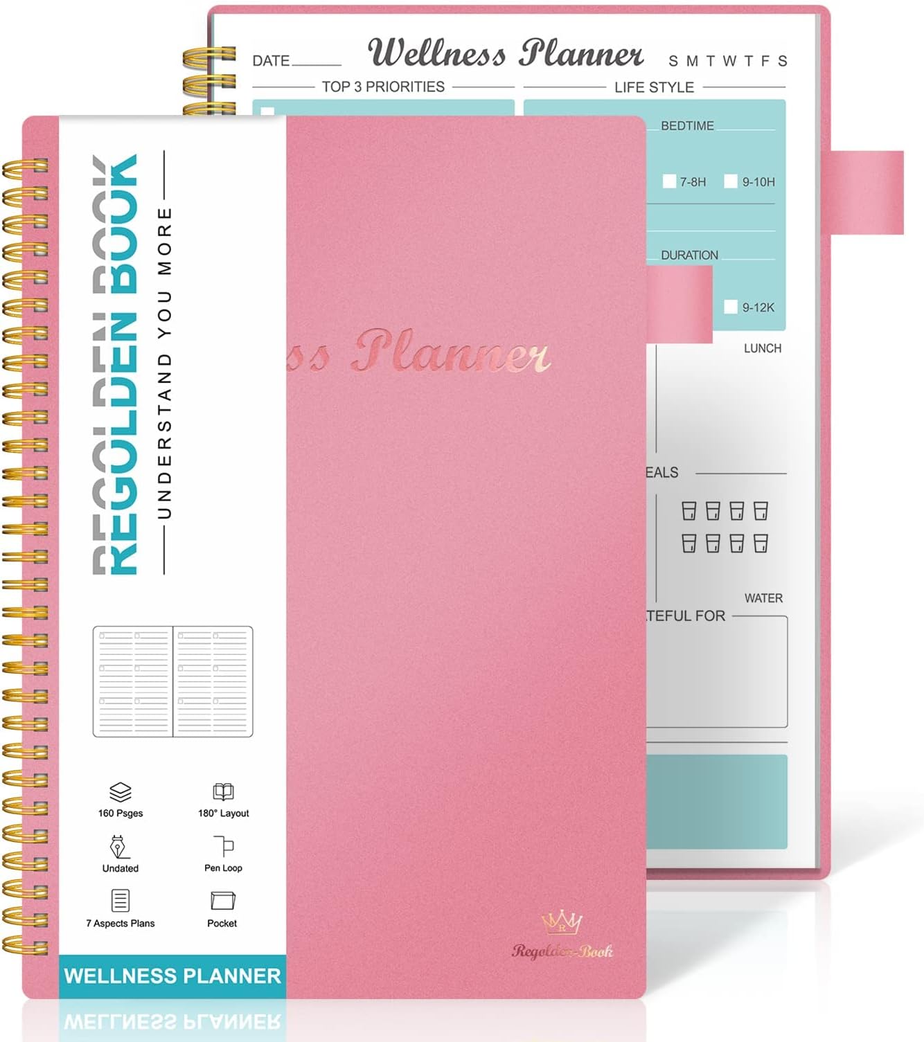 Regolden-Book Wellness Planner & Food Journal, Daily Diet & Health ...