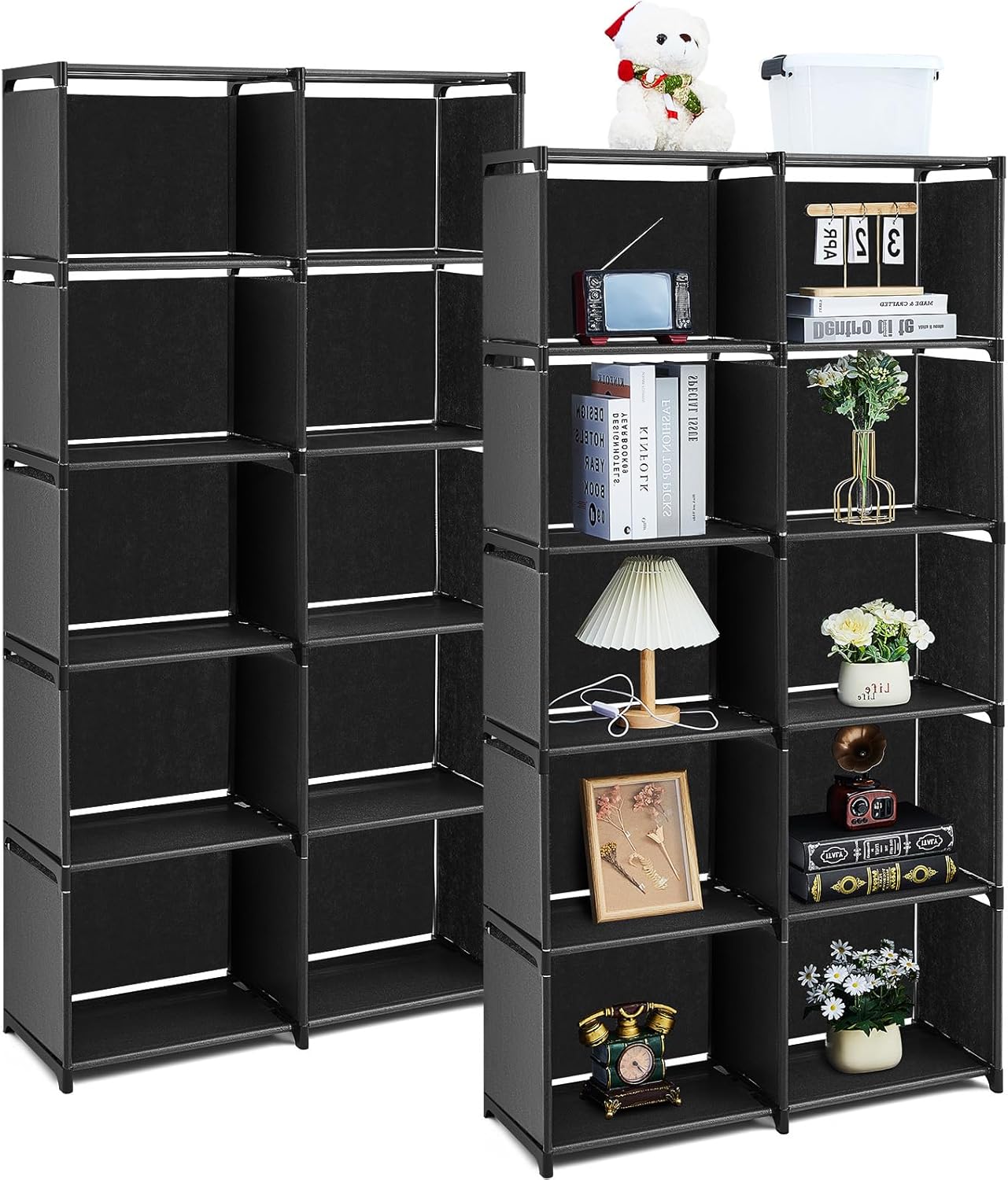 Amazon.com: Beeveer 2 Pack DIY Portable Bookshelf Non Woven 5 Tier ...