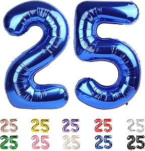 Amazon.com: 25 Balloon Numbers, 25th Birthday Decorations for Women Men ...