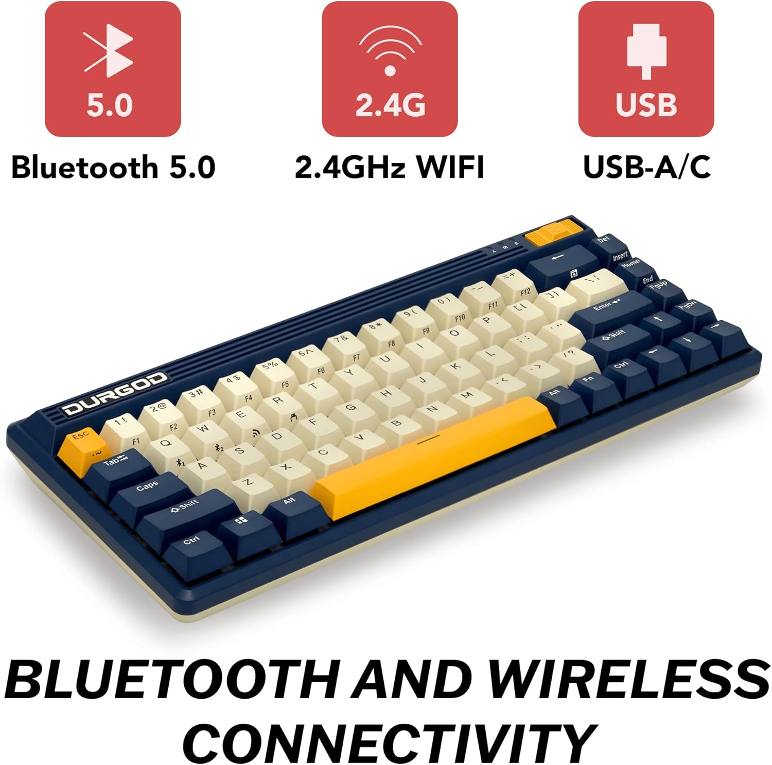 Durgod Fusion Mechanical Retro Keyboard | 65% Layout | Wireless ...