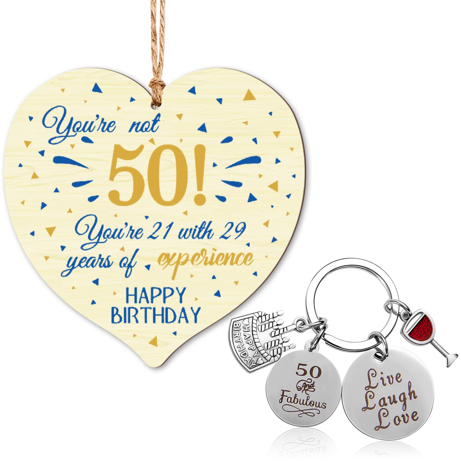Buy Jetec50th Birthday Wood Sign Sets Heart Hanging Plaque Wooden ...