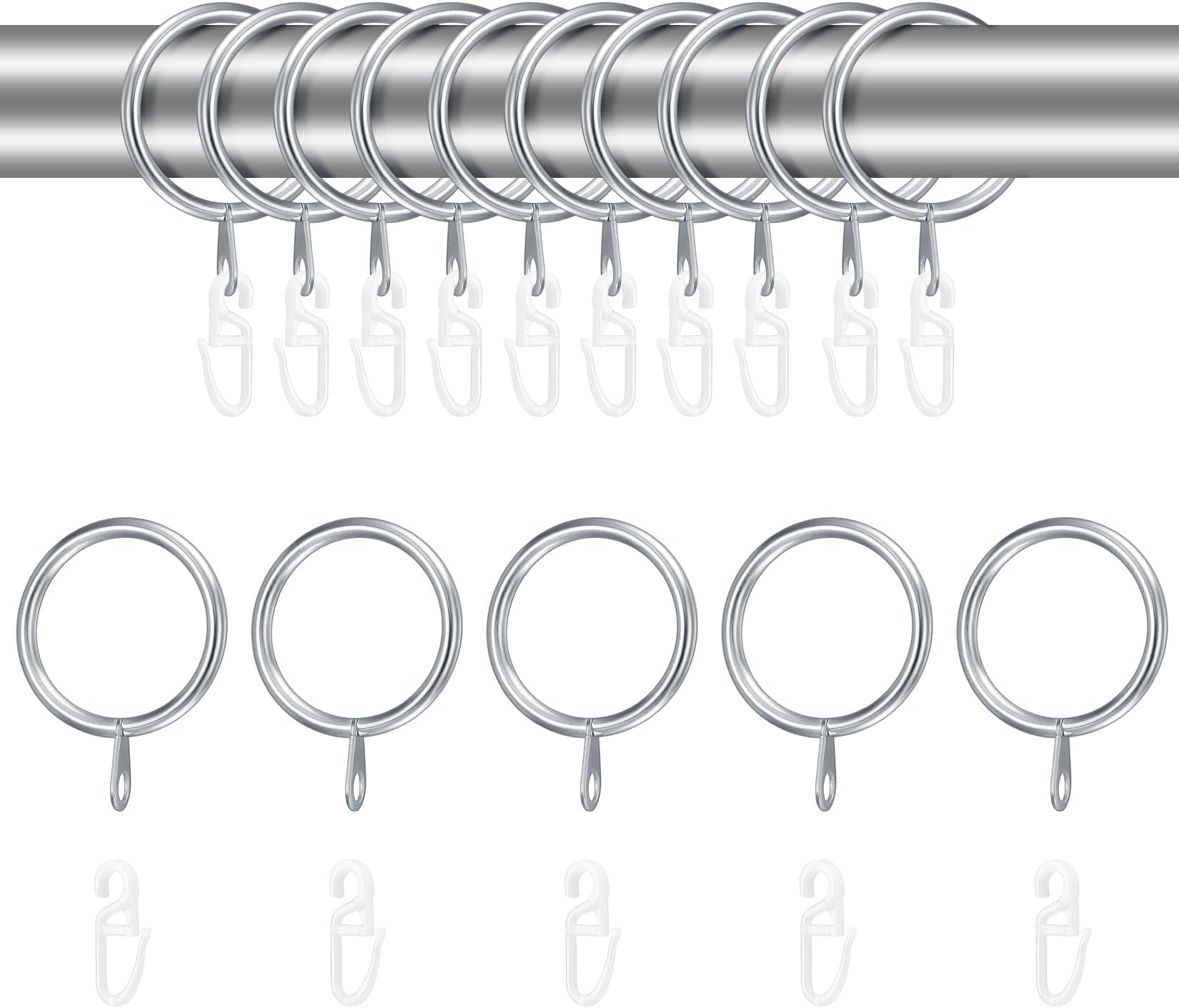 Heavenlife 30pcs Anneaux de Rideaux & 100pcs Crochets de Rideaux, Métal ...