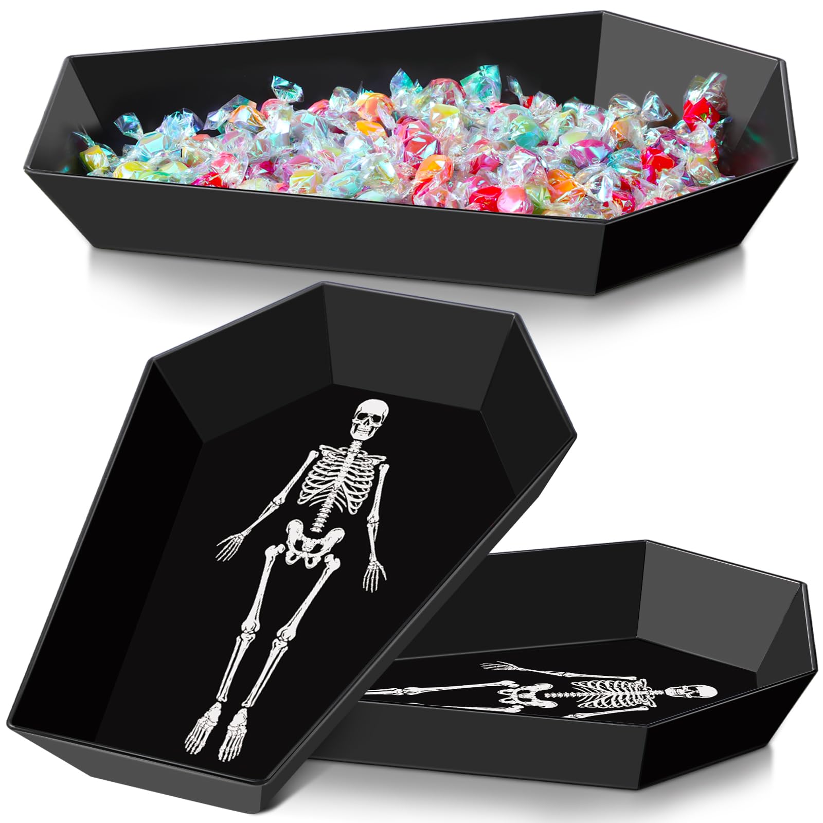 Amazon.com | Wiwiqing 2 Pcs Halloween Candy Bowl Plastic Coffin Shaped ...