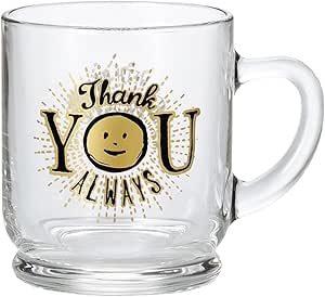 Amazon.com | Aderia 2979 Glass Mug, 10.1 fl oz (300 ml), Message Glass Gift, Thank You Mug, Made ...