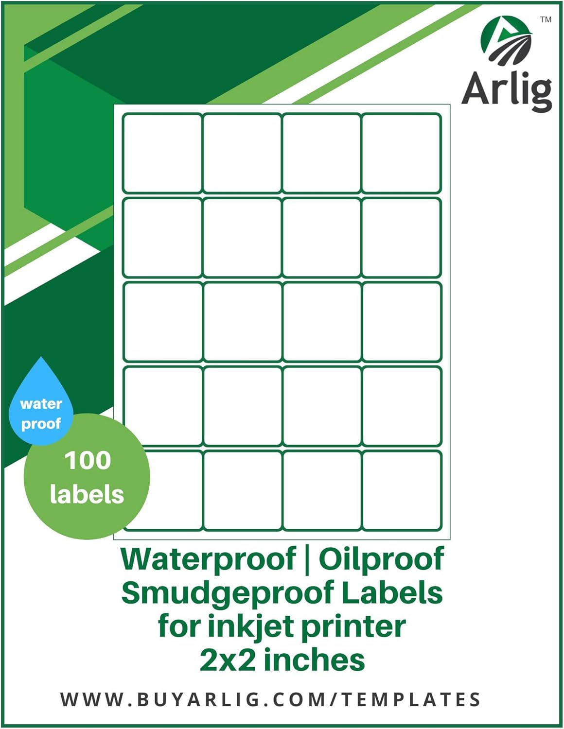 Amazon.com : Arlig 2x2 Inch Square Waterproof Labels for Inkjet ...