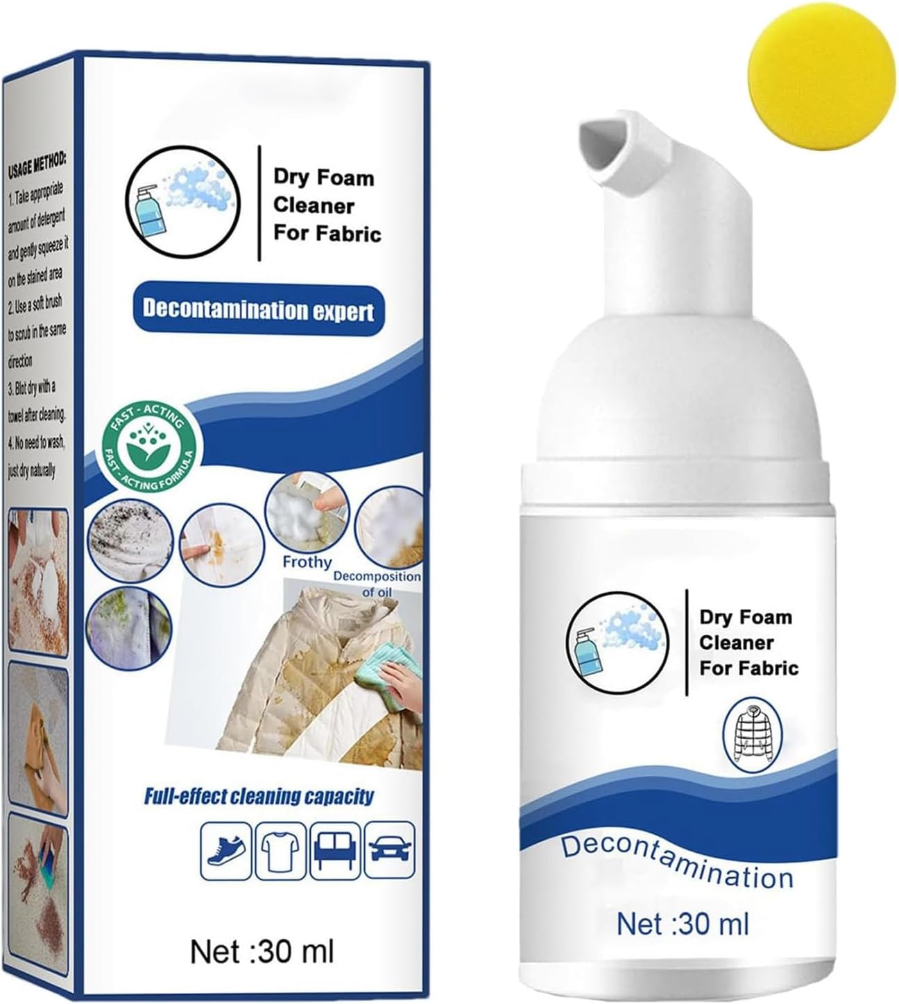 Amazon.com: Dry Foam Cleaner for Clothes and Fabrics - Oil Stain ...